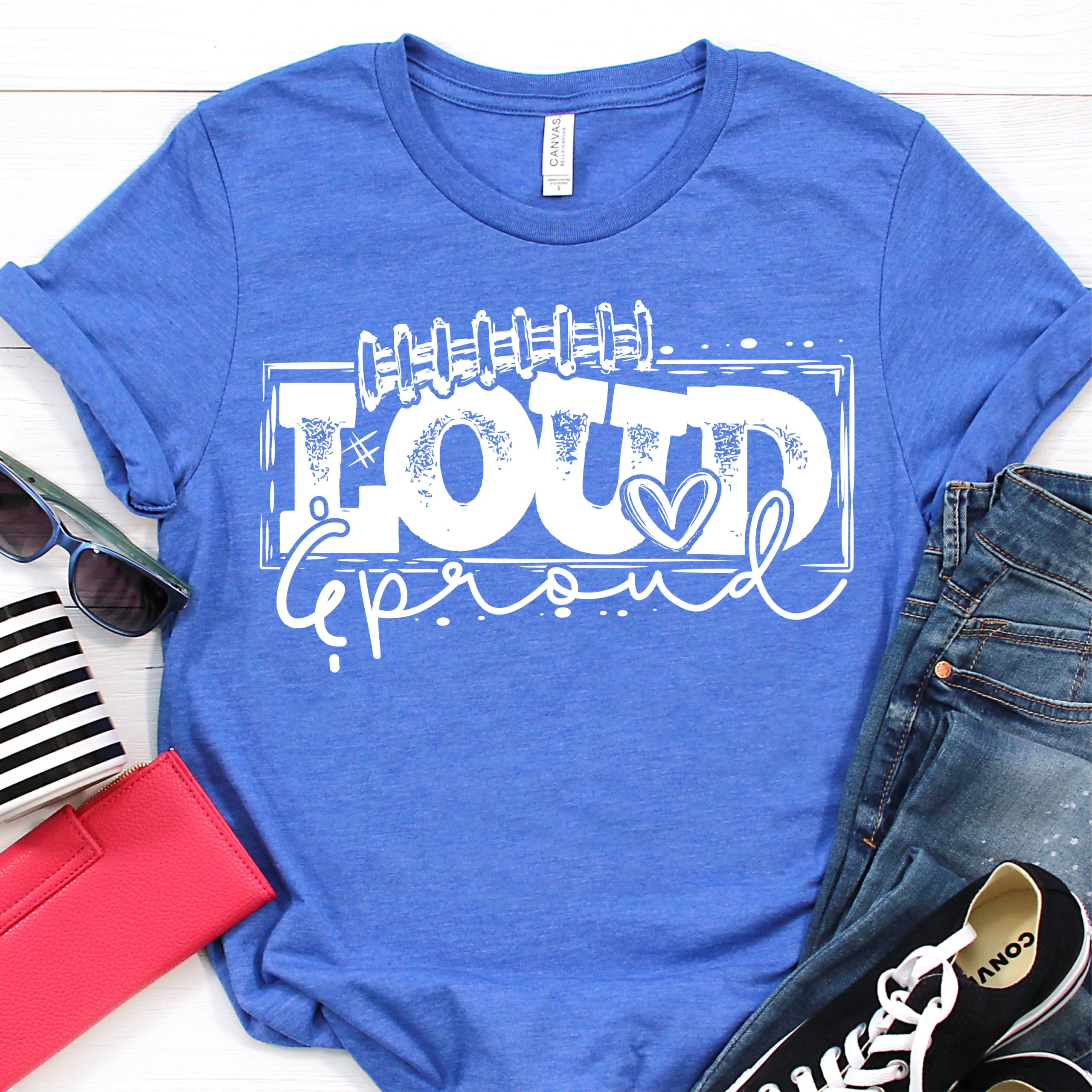 Loud & proud football WHITE *ADULT* Screen Print – socuteappliques.net