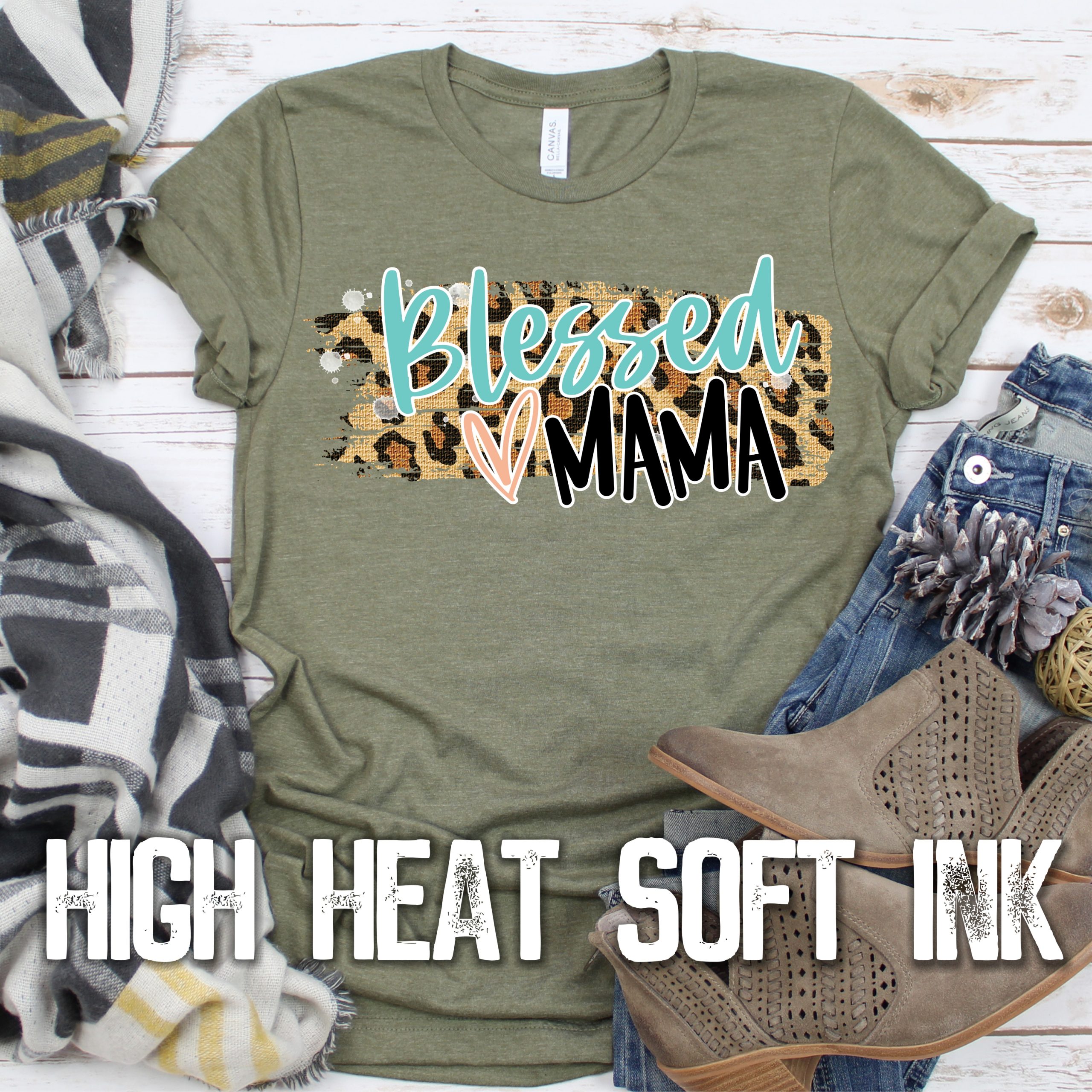 Blessed Mama heart *ADULT* Screen Print (High heat SOFT INK ...