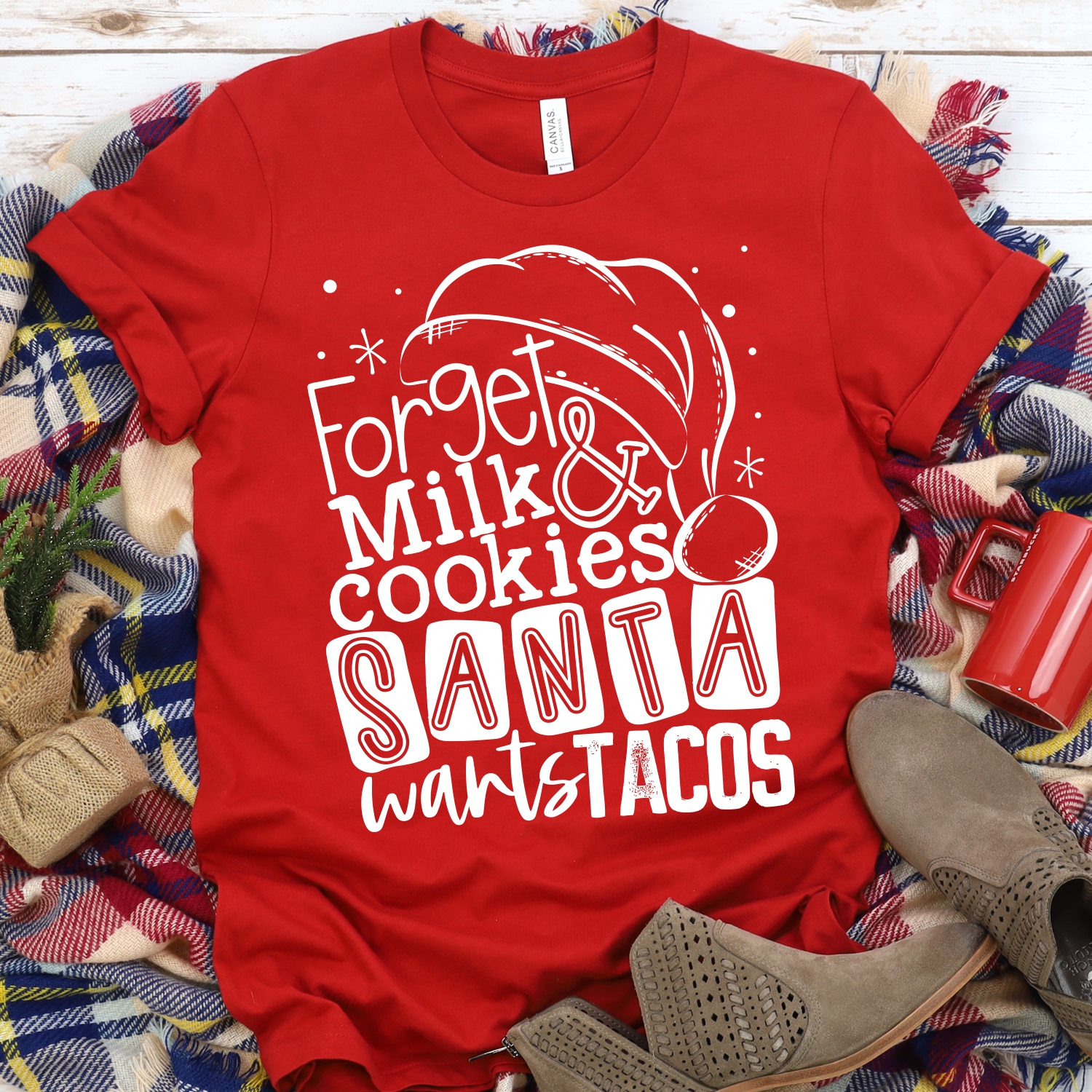 Forget milk & cookies Santa wants tacos *ADULT* Screen Print ...