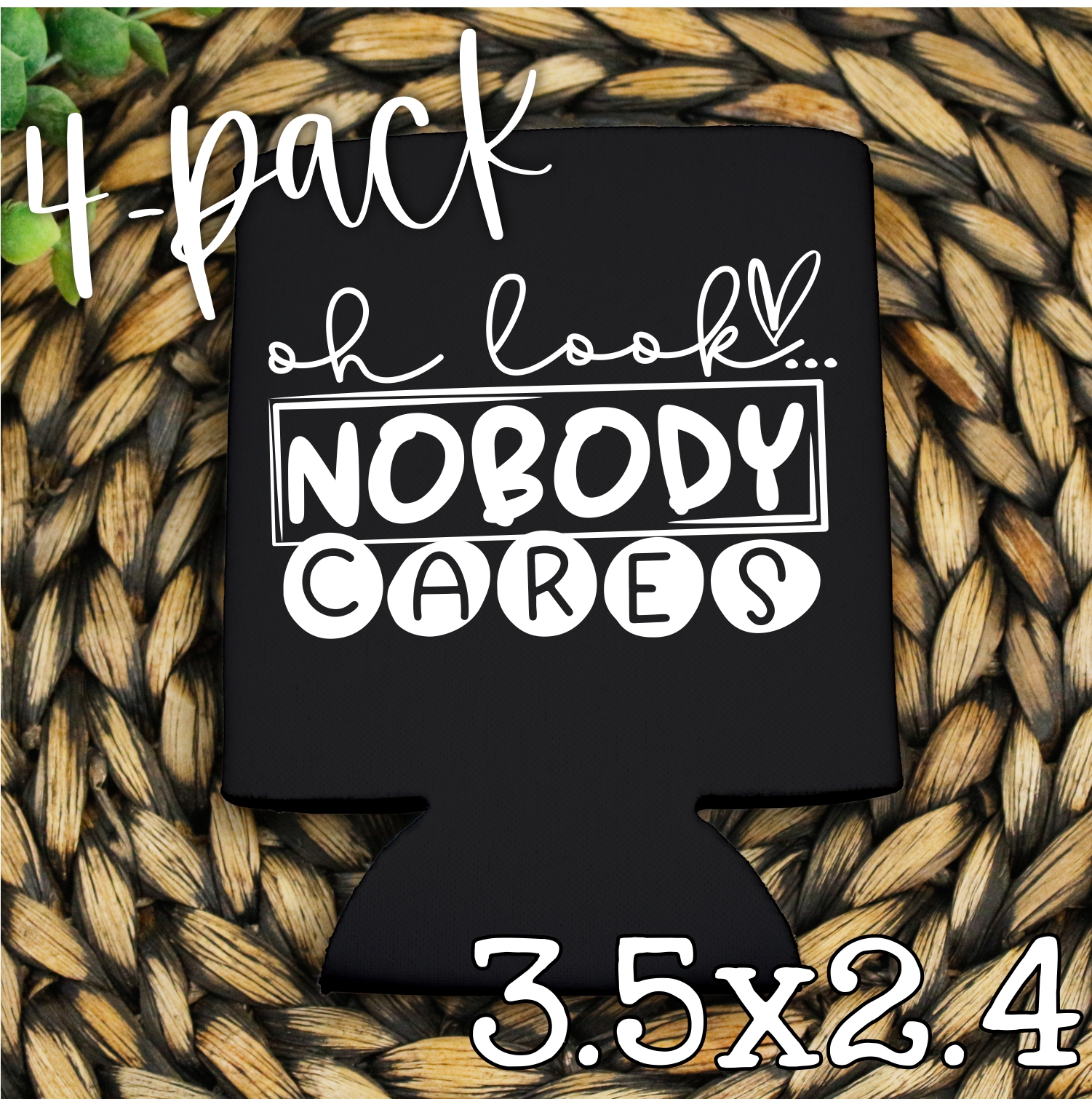 POCKET size Oh look nobody cares WHITE 4-pack Screen Print ...