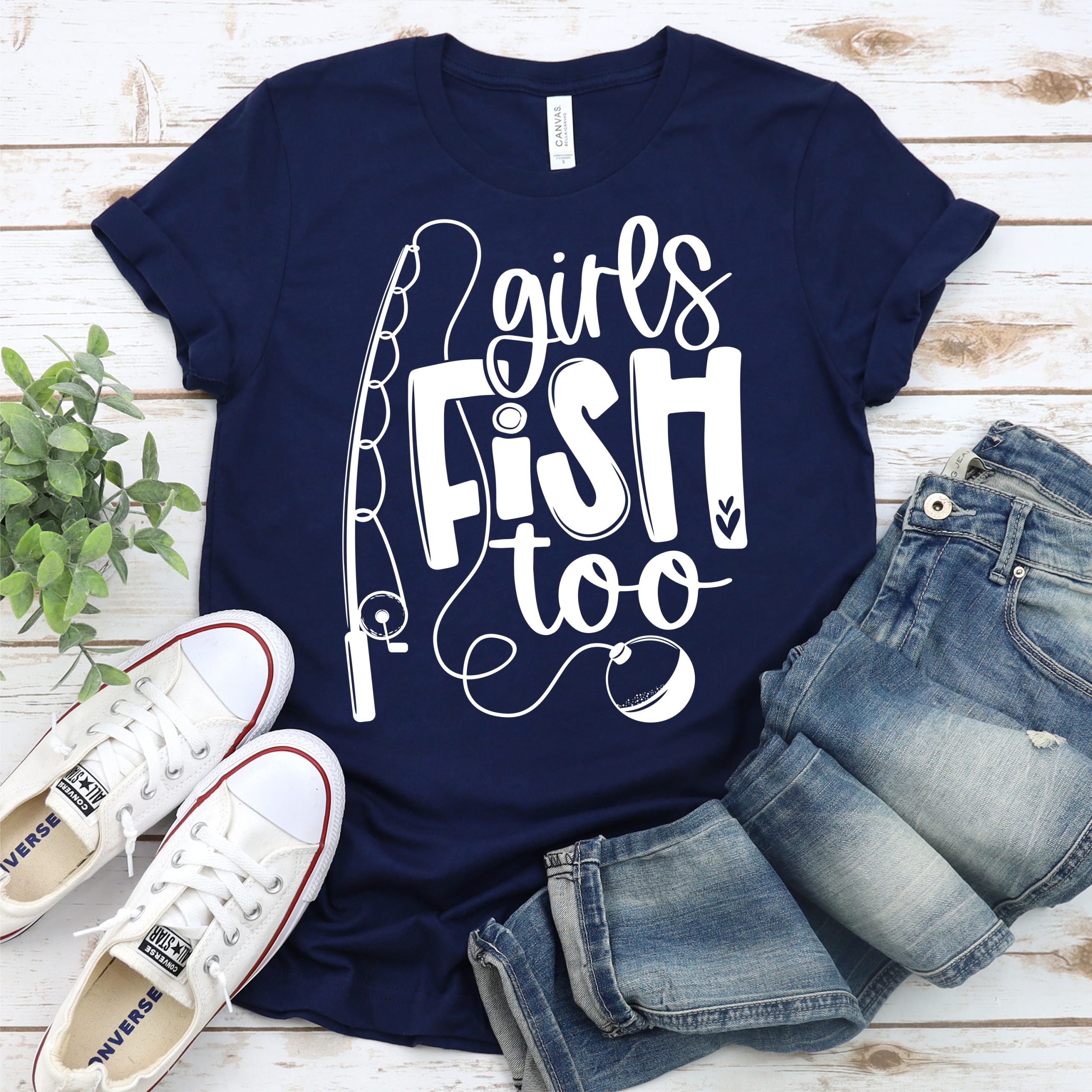 Girls fish too WHITE *ADULT* Screen Print – socuteappliques.net