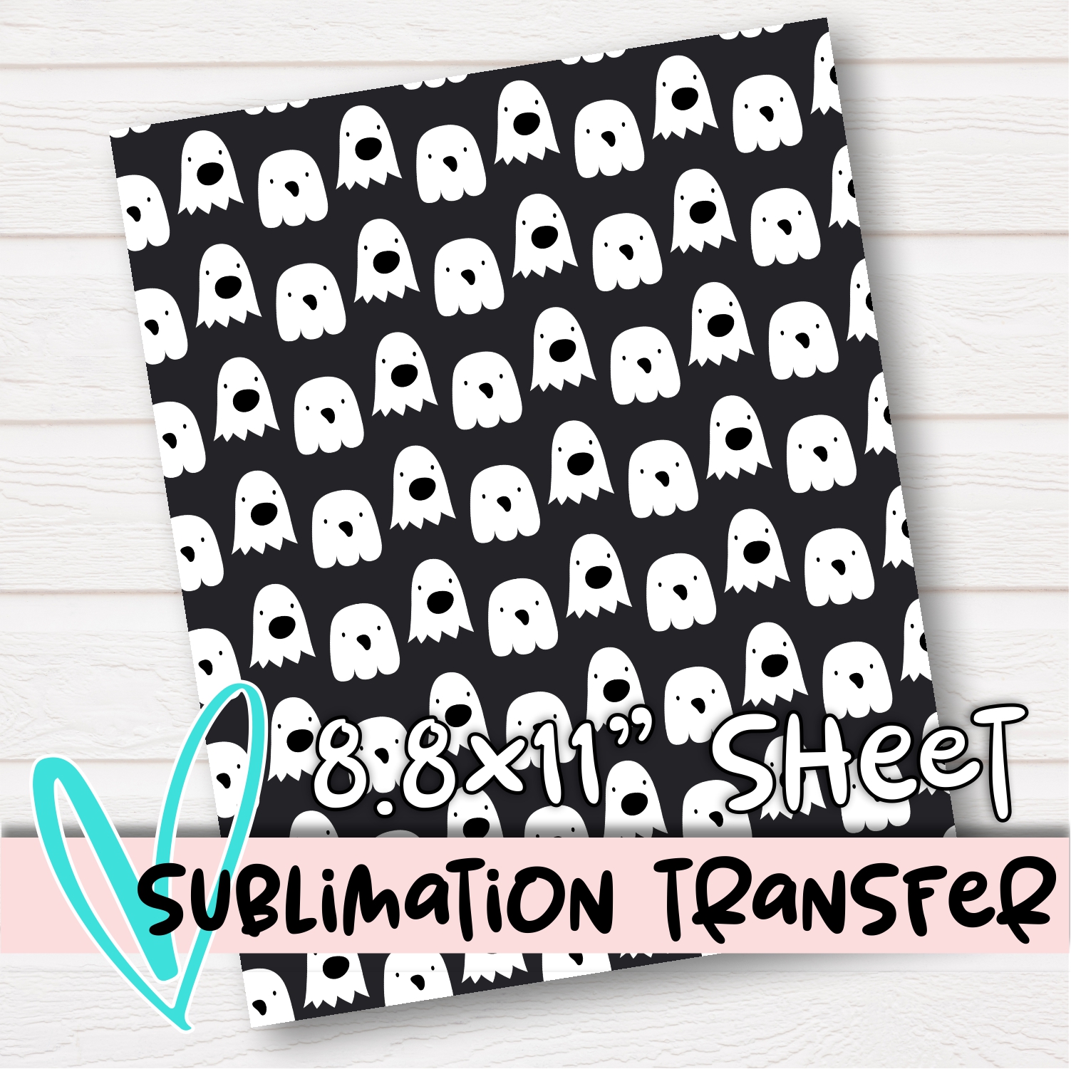 SUBLIMATION Pattern Sheet Cute little Ghosts on black – socuteappliques.net