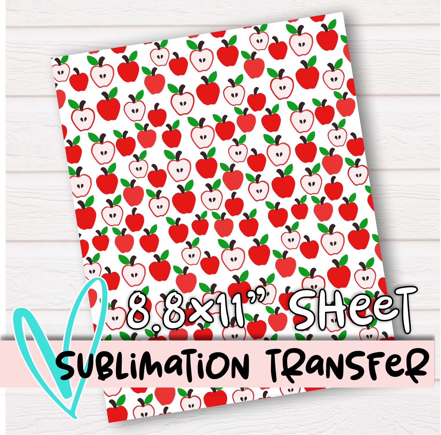 SUBLIMATION Pattern Sheet Little RED apples on white – socuteappliques.net