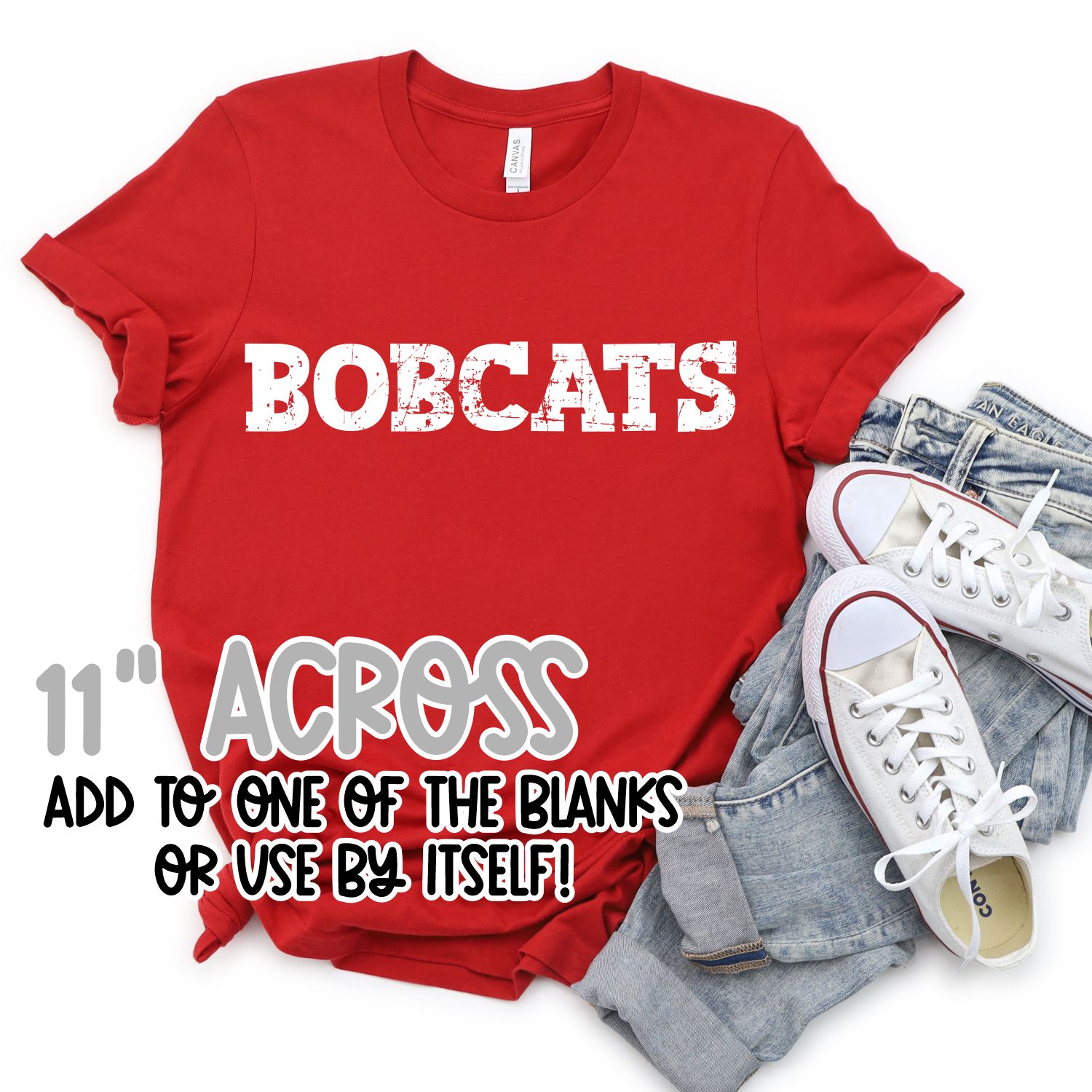 LIMITED EDITION Bobcats BLOCK font Distressed *ADULT* Screen Print ...