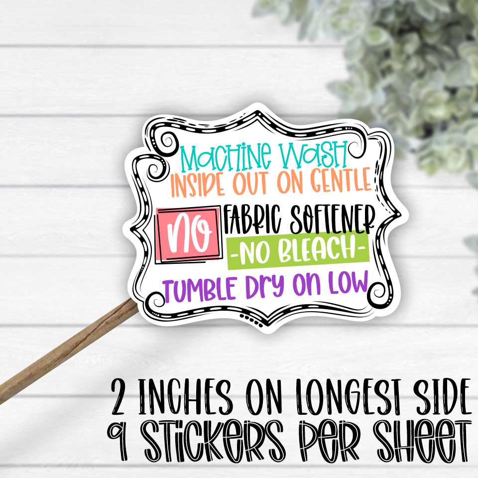 *STICKER SHEET* Washing Instructions frame – socuteappliques.net