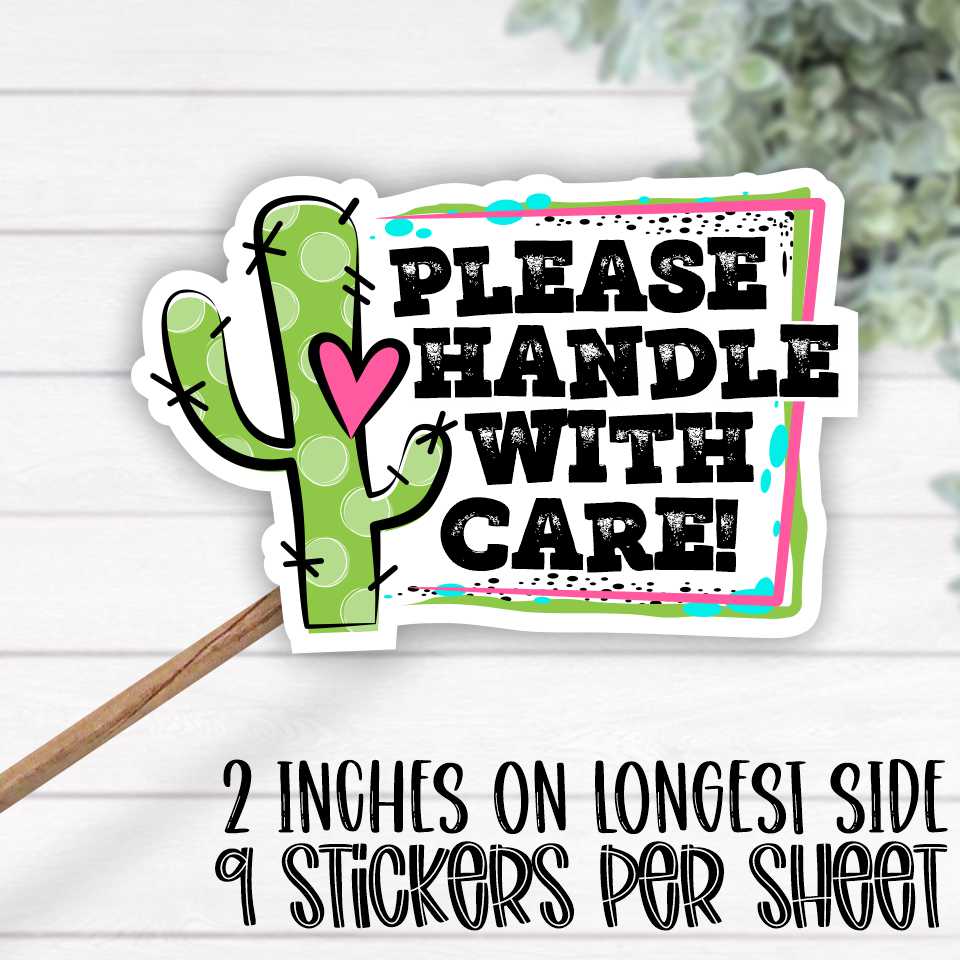 *STICKER SHEET* Please handle with care cactus – socuteappliques.net
