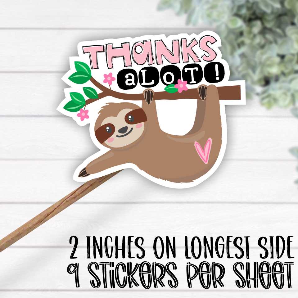 *STICKER SHEET* Thanks alot sloth – socuteappliques.net