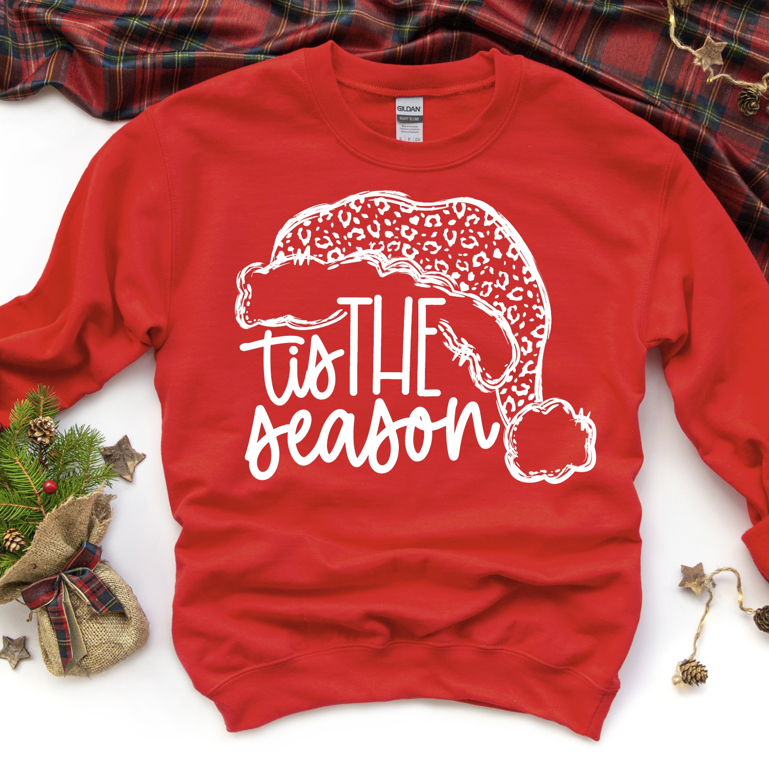 Tis the season leopard Santa hat ADULT Screen Print Transfer ...