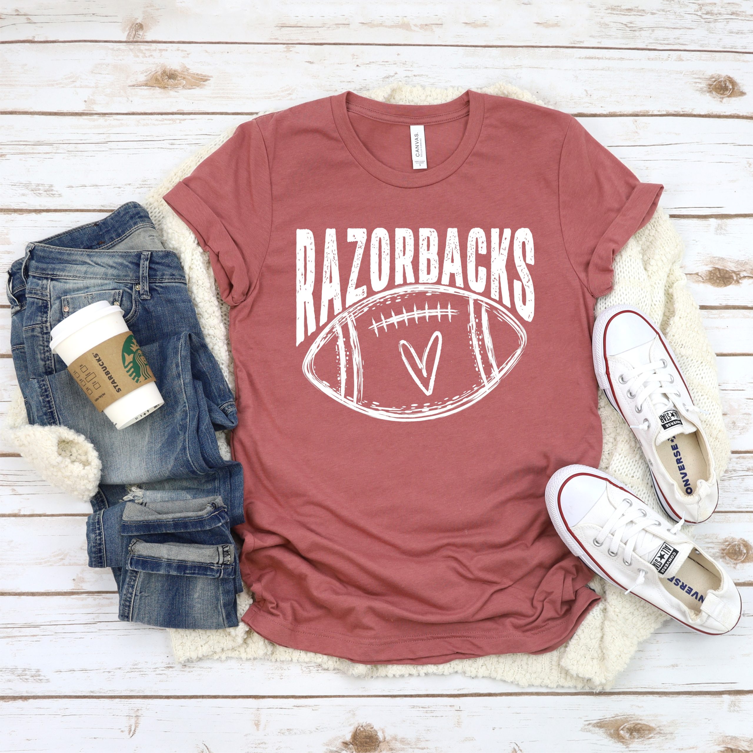 LIMITED EDITION Razorbacks FOOTBALL ARCHED *ADULT* Screen Print – socuteappliques.net