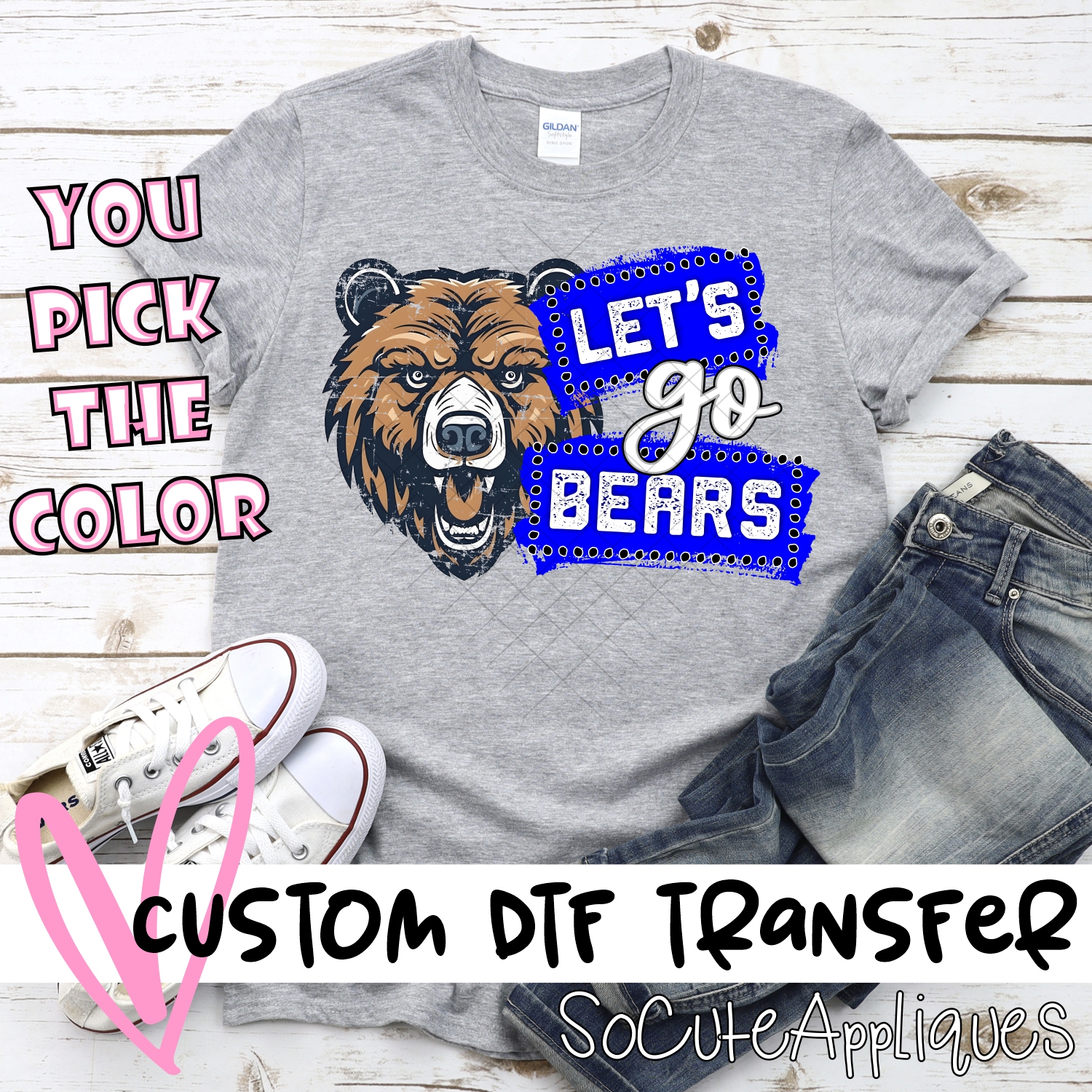CUSTOM Lets go Bears banners *DTF* Transfer – socuteappliques.net