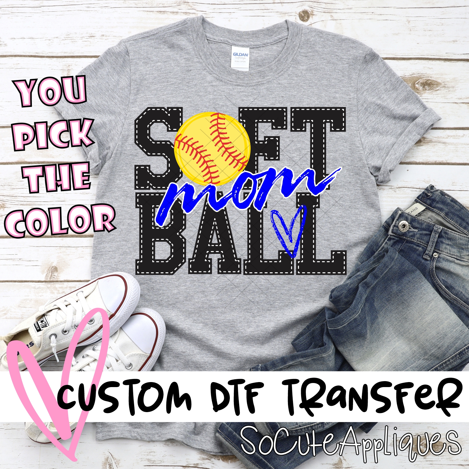 CUSTOM Softball mom *DTF* Transfer – socuteappliques.net