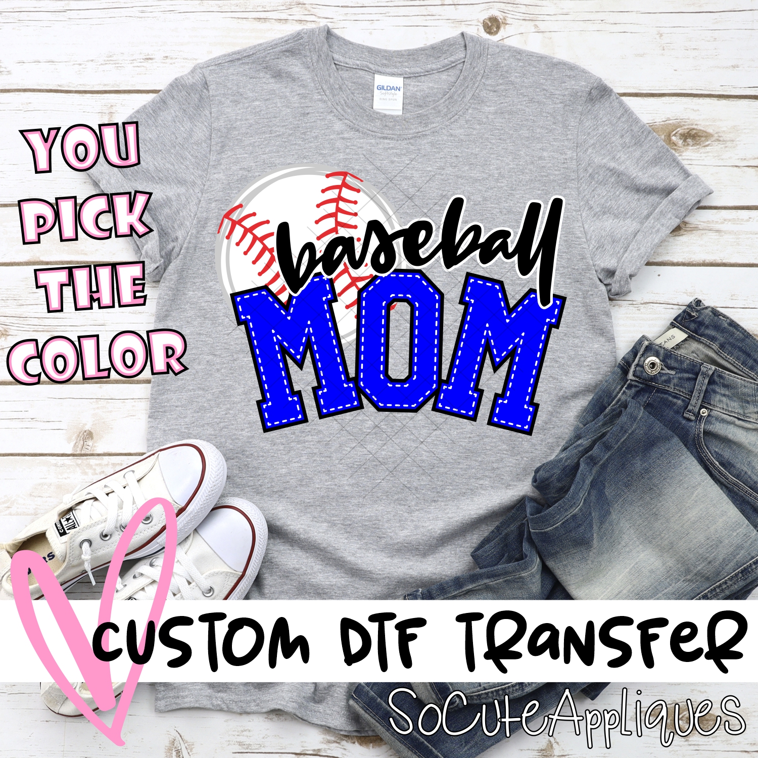 CUSTOM Baseball mom ball *DTF* Transfer – socuteappliques.net