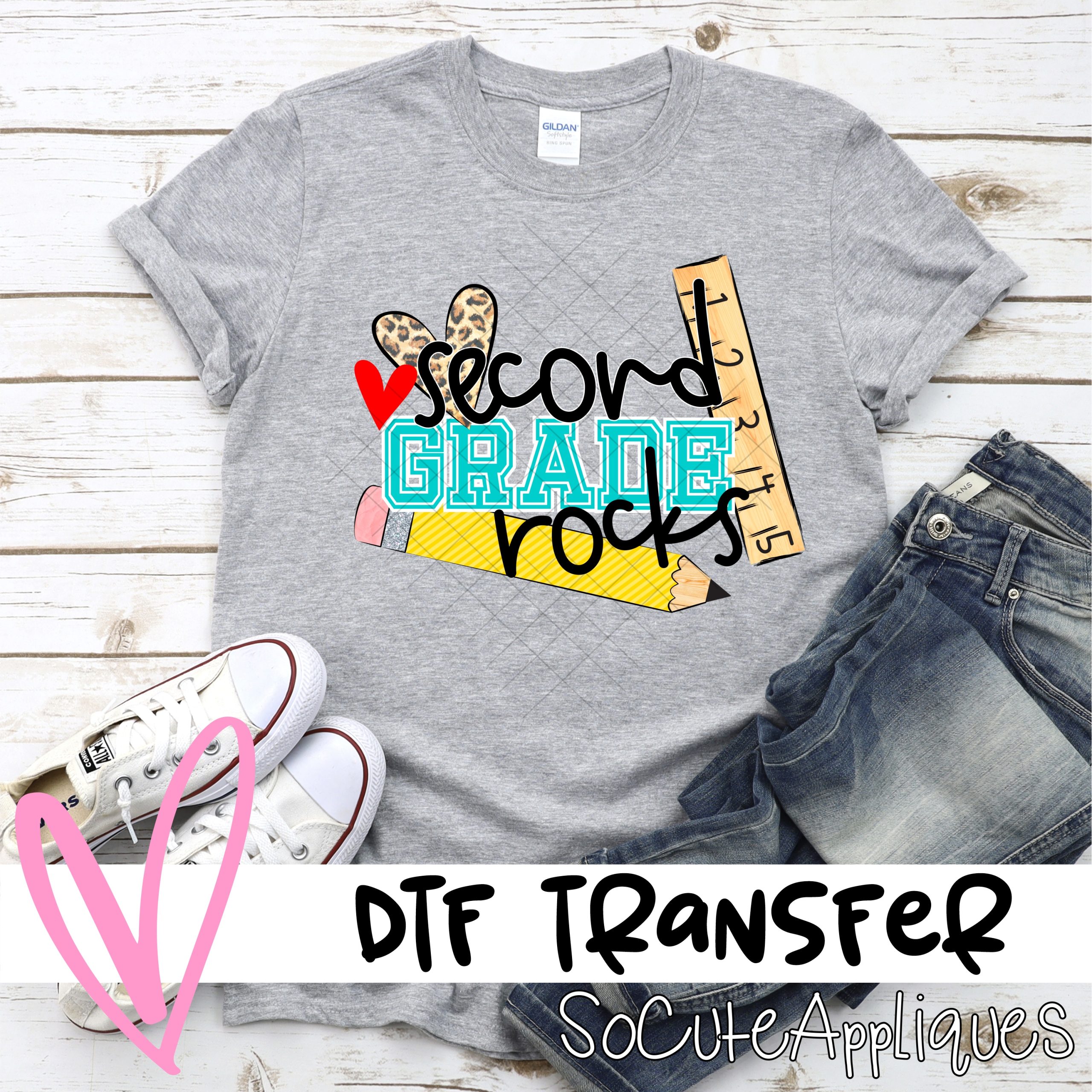 Second Grade rocks pencil ruler *DTF* Transfer – socuteappliques.net