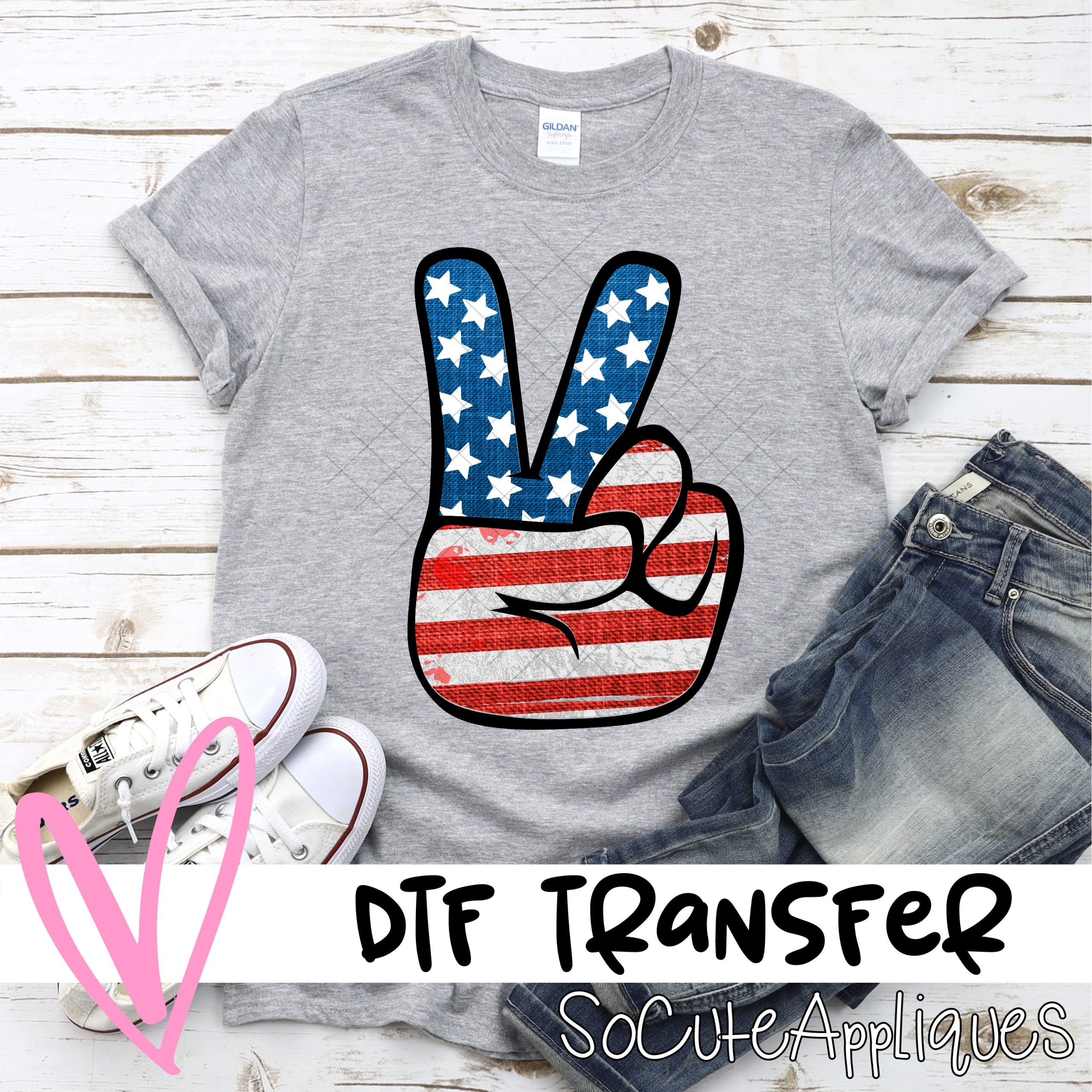 American flag peace sign *DTF* Transfer – socuteappliques.net