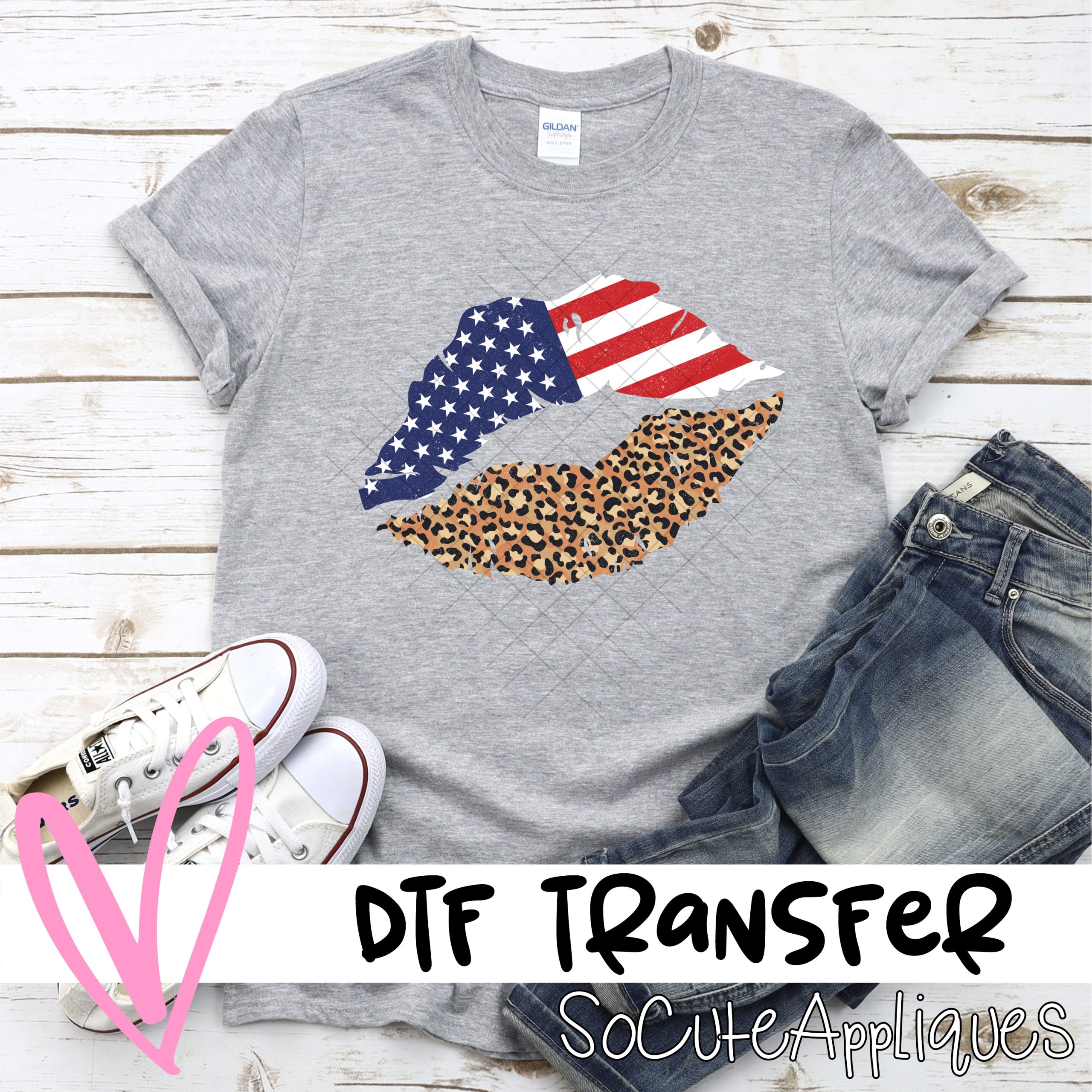 Flag lips LEOPARD *DTF* Transfer – socuteappliques.net