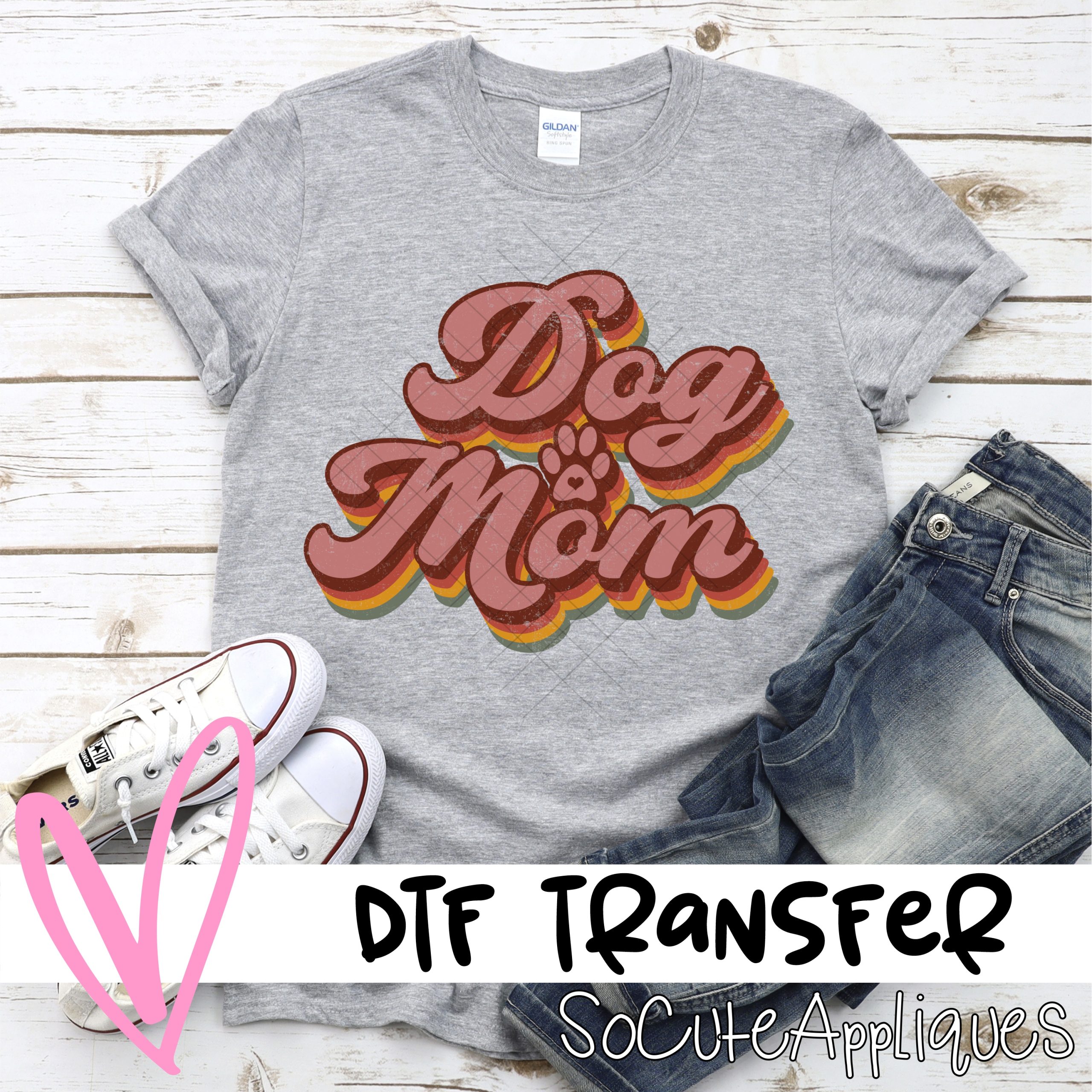 Dog mom RETRO *DTF* Transfer – socuteappliques.net