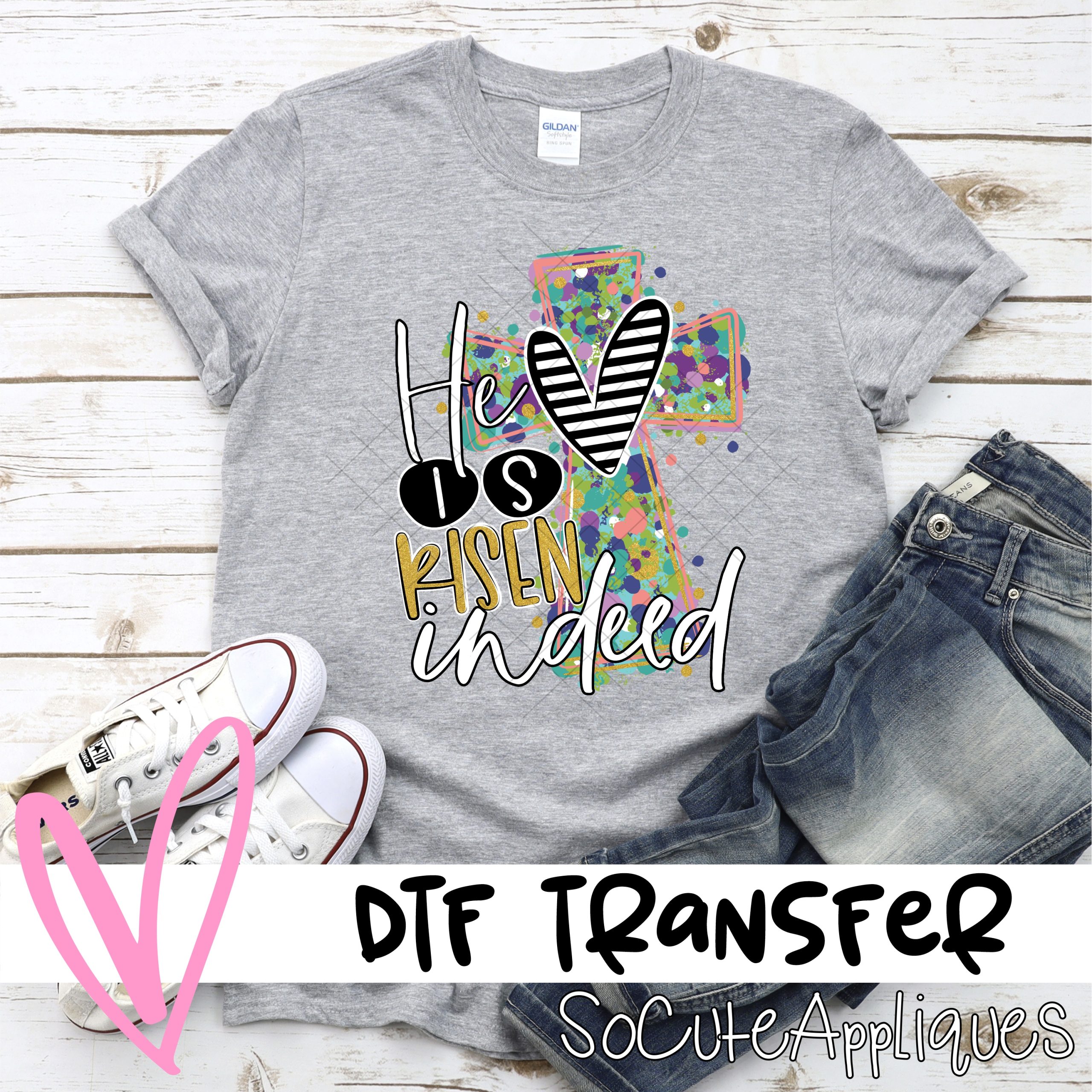 He is risen indeed messy cross *DTF* Transfer – socuteappliques.net