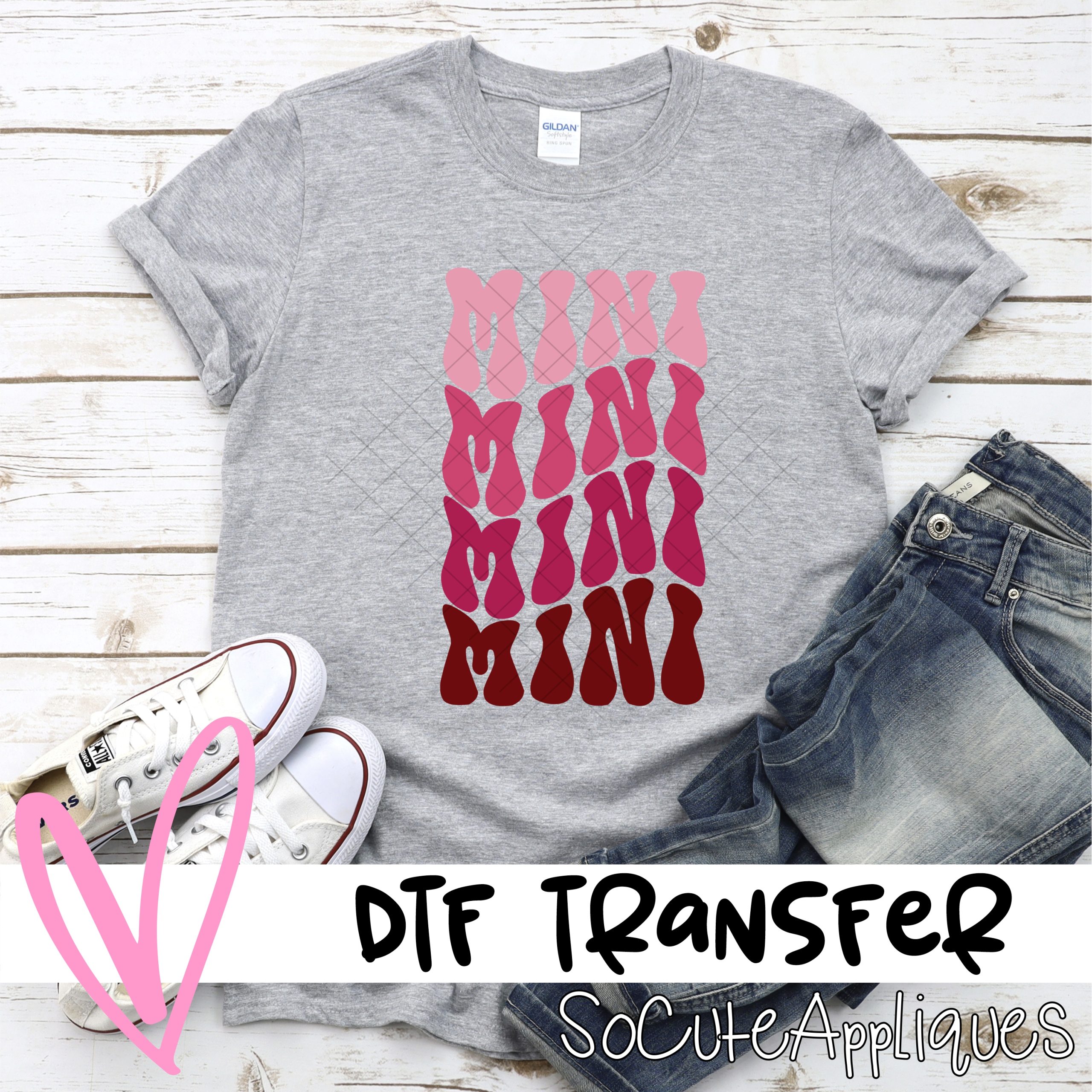Mini WAVY pink shades *DTF* Transfer – socuteappliques.net