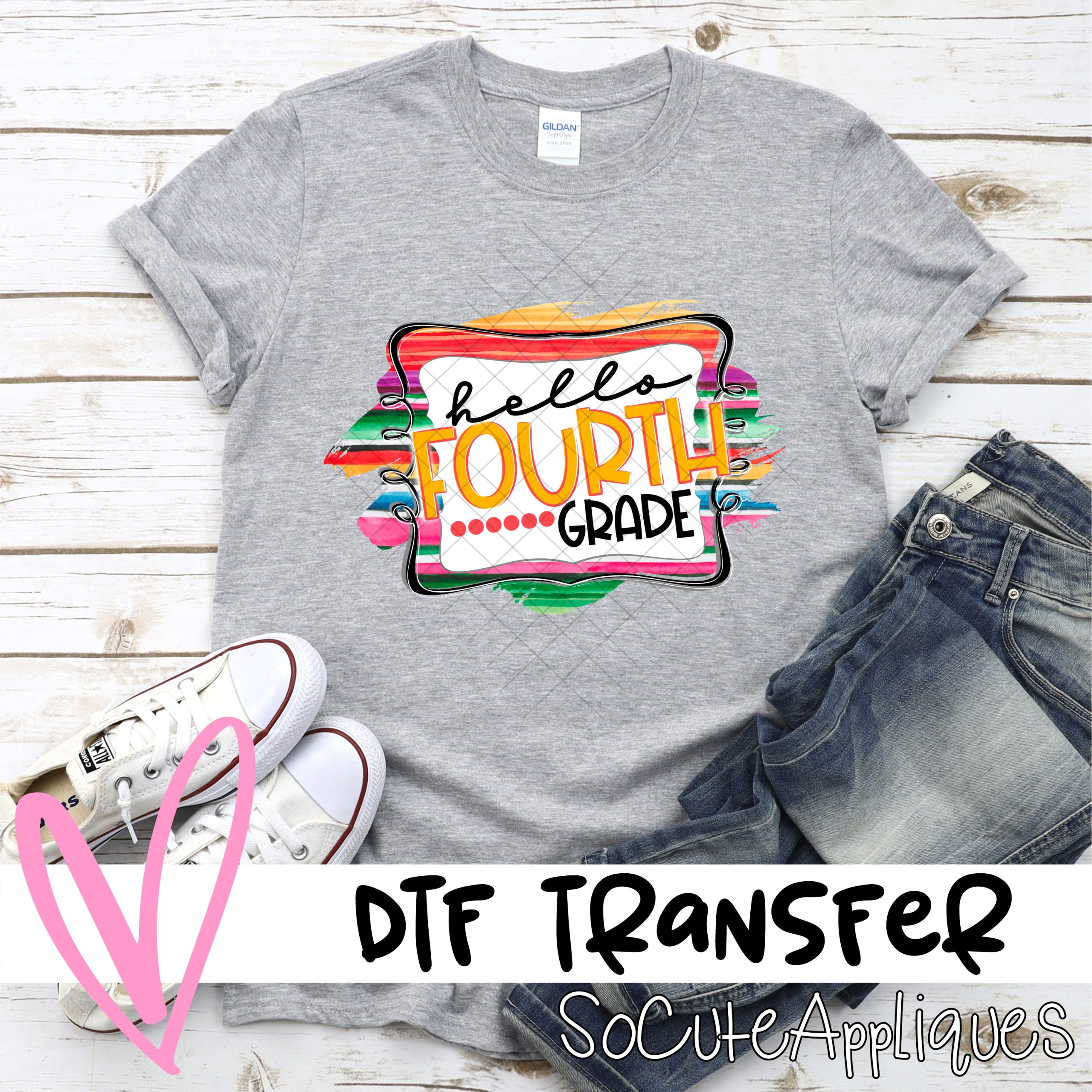 Hello fourth grade serape frame *DTF* Transfer – socuteappliques.net