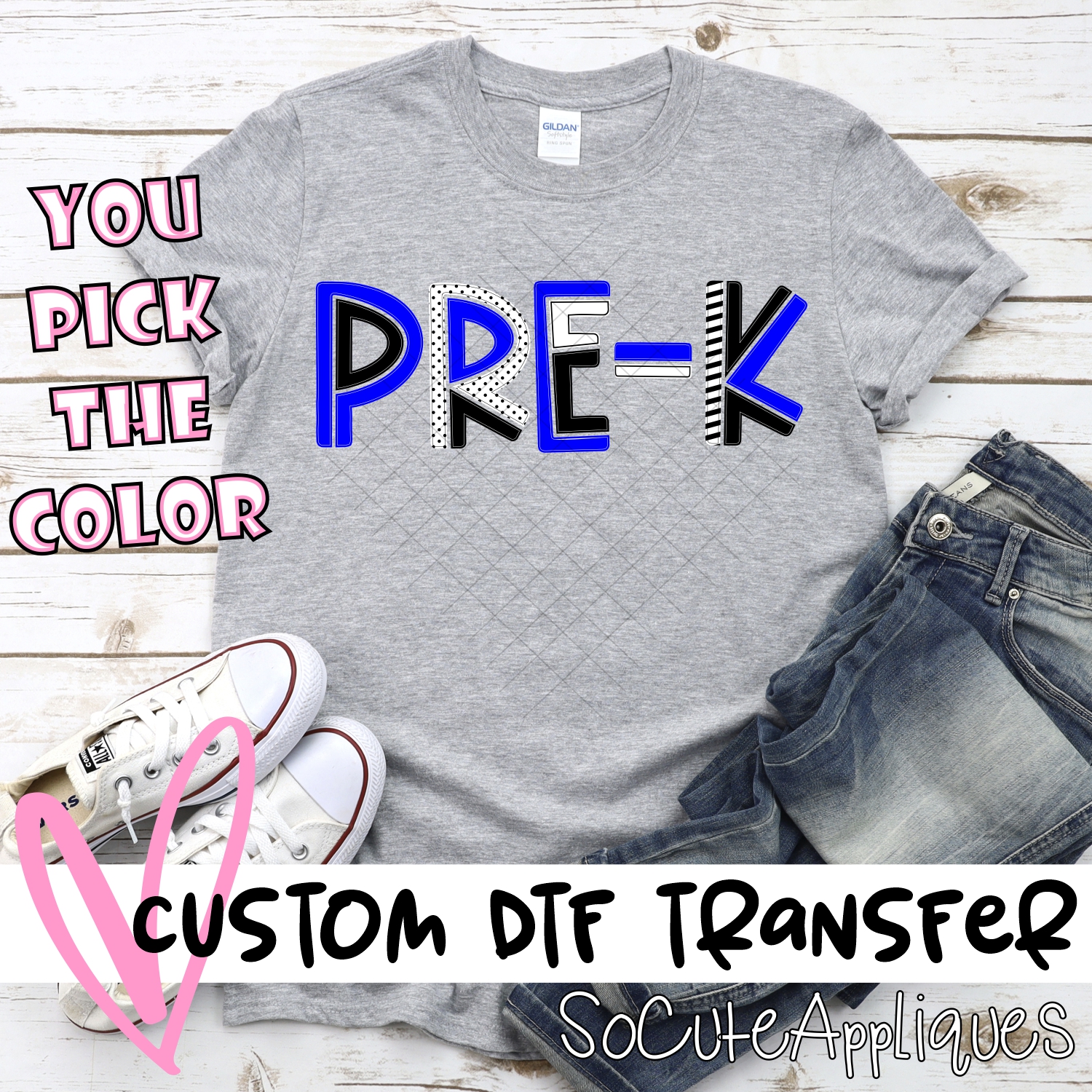 CUSTOM Pre K mixed letters *DTF* Transfer – socuteappliques.net