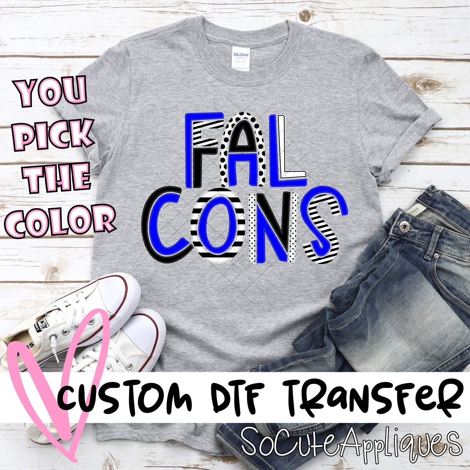 CUSTOM Falcons mixed letters *DTF* Transfer – socuteappliques.net