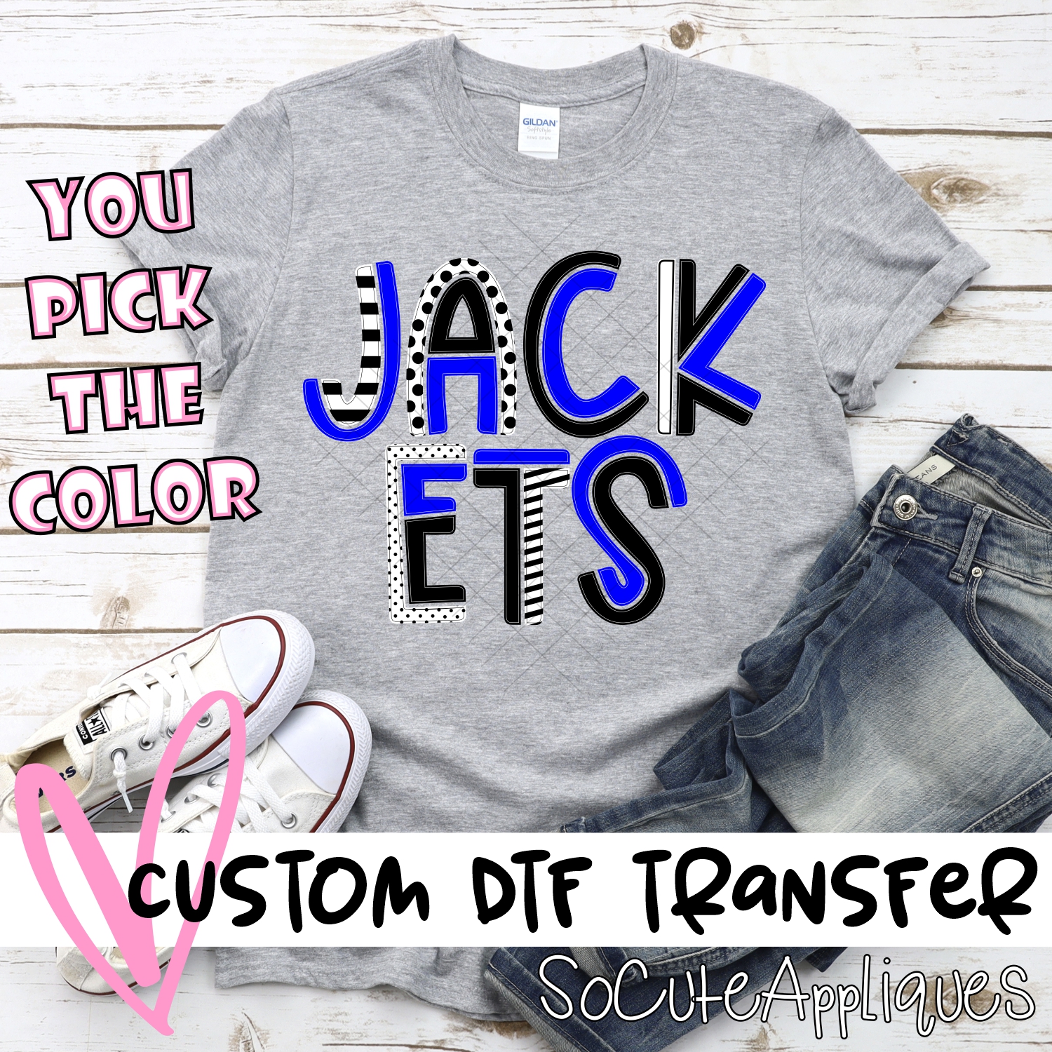 CUSTOM Jackets mixed letters *DTF* Transfer – socuteappliques.net