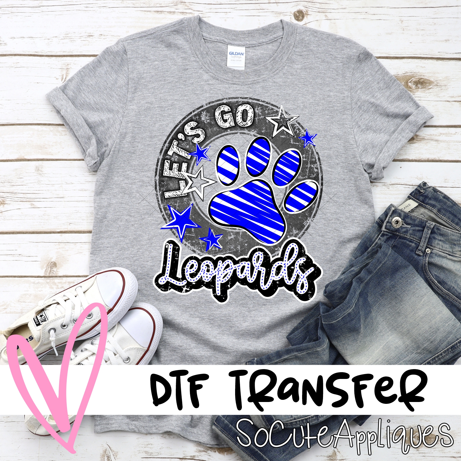 CUSTOM Lets go Leopards circle *DTF* Transfer – socuteappliques.net