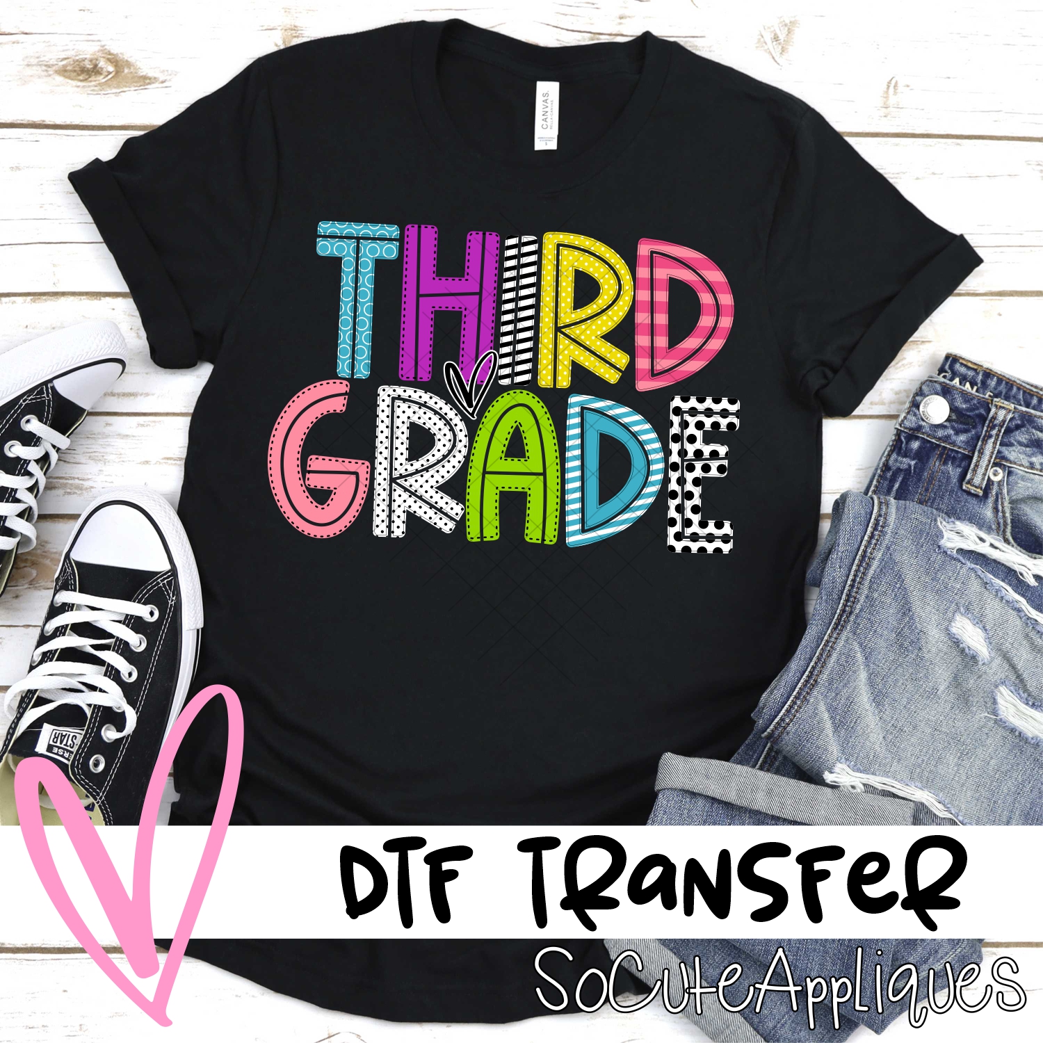 Third Grade mixed letters *DTF* Transfer – socuteappliques.net