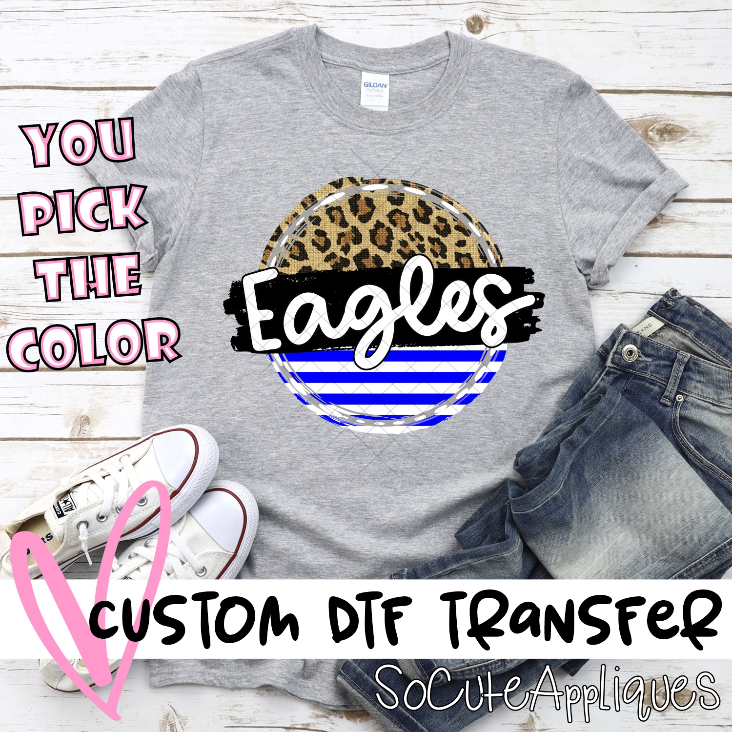 CUSTOM Eagles Stripe Leopard circle *DTF* Transfer – socuteappliques.net