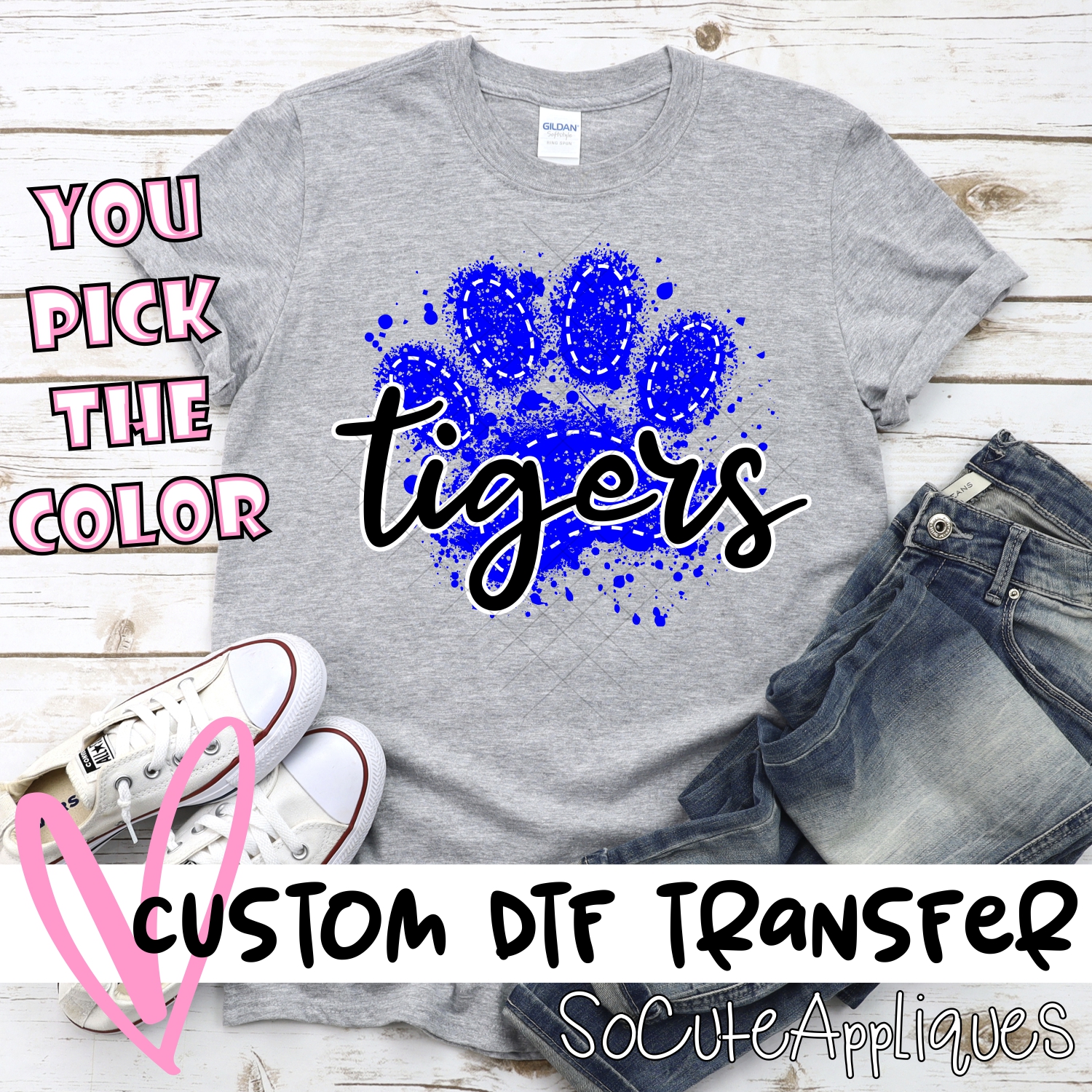CUSTOM Tigers messy paw script *DTF* Transfer – socuteappliques.net