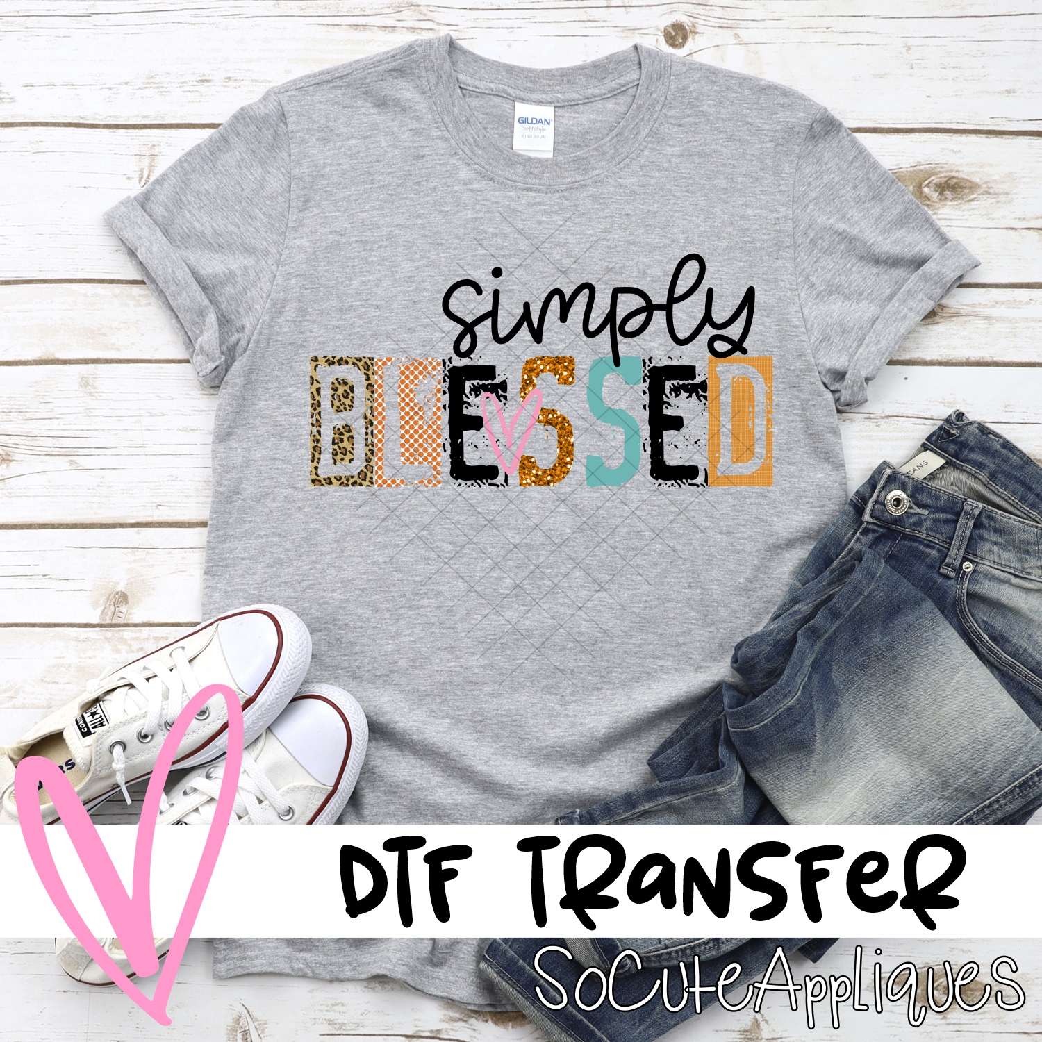 Simply blessed mixed letters *DTF* Transfer – socuteappliques.net