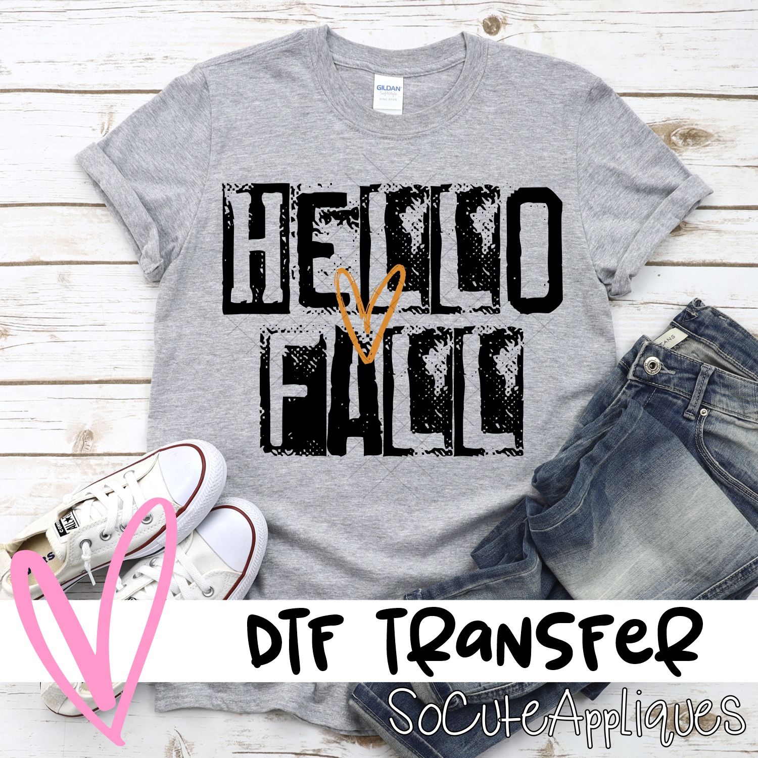 Hello fall black *DTF* Transfer – socuteappliques.net