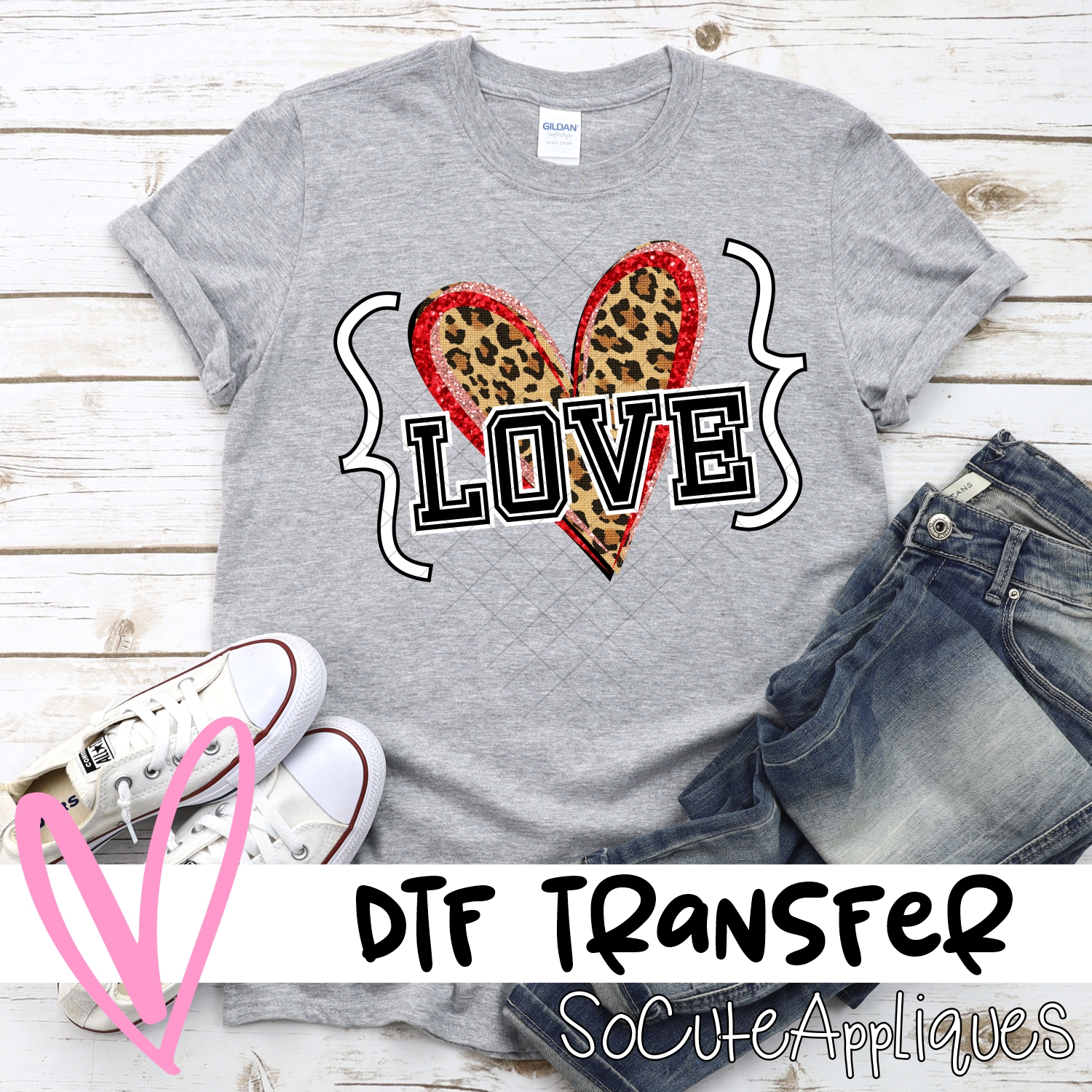 Love leopard heart quotes *DTF* Transfer – socuteappliques.net