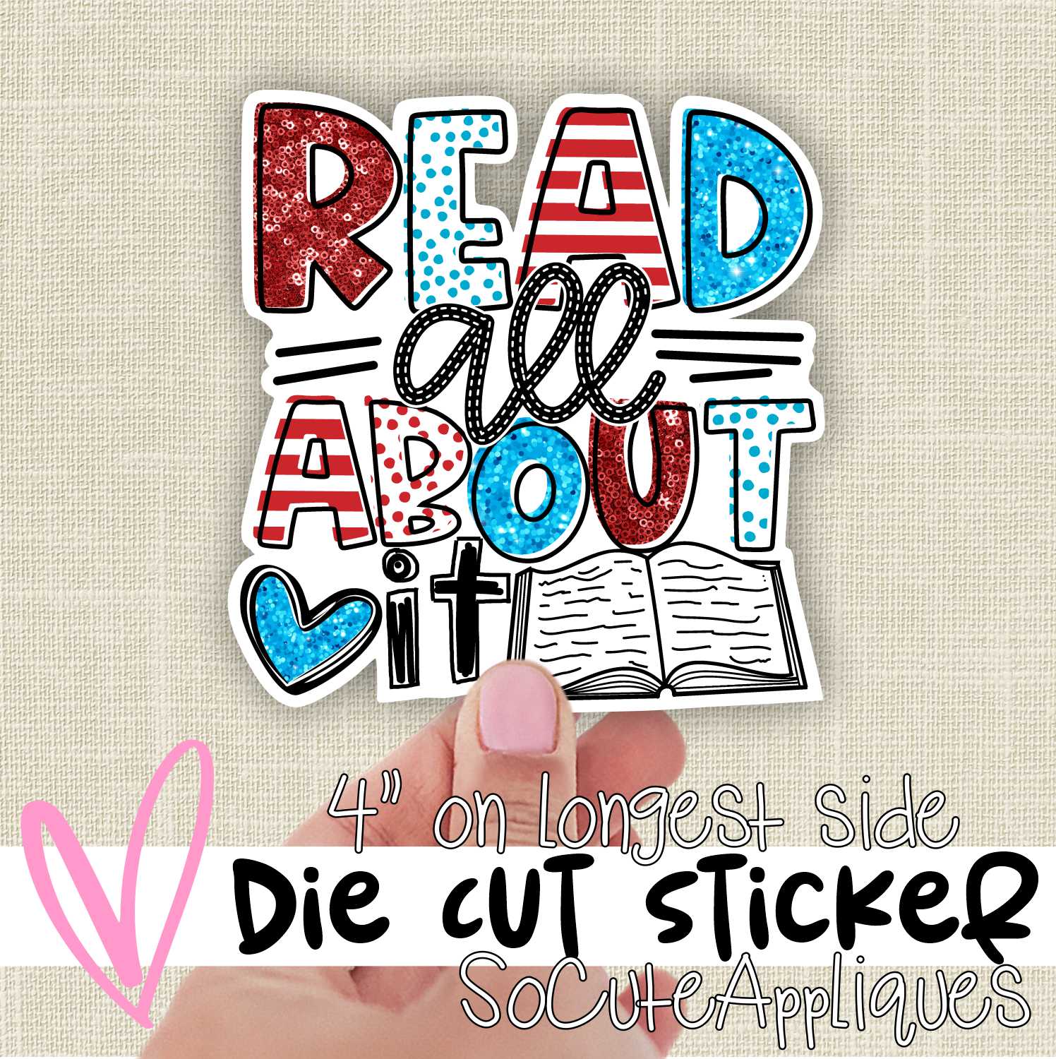 *DIE CUT STICKER* Read all about it book – socuteappliques.net