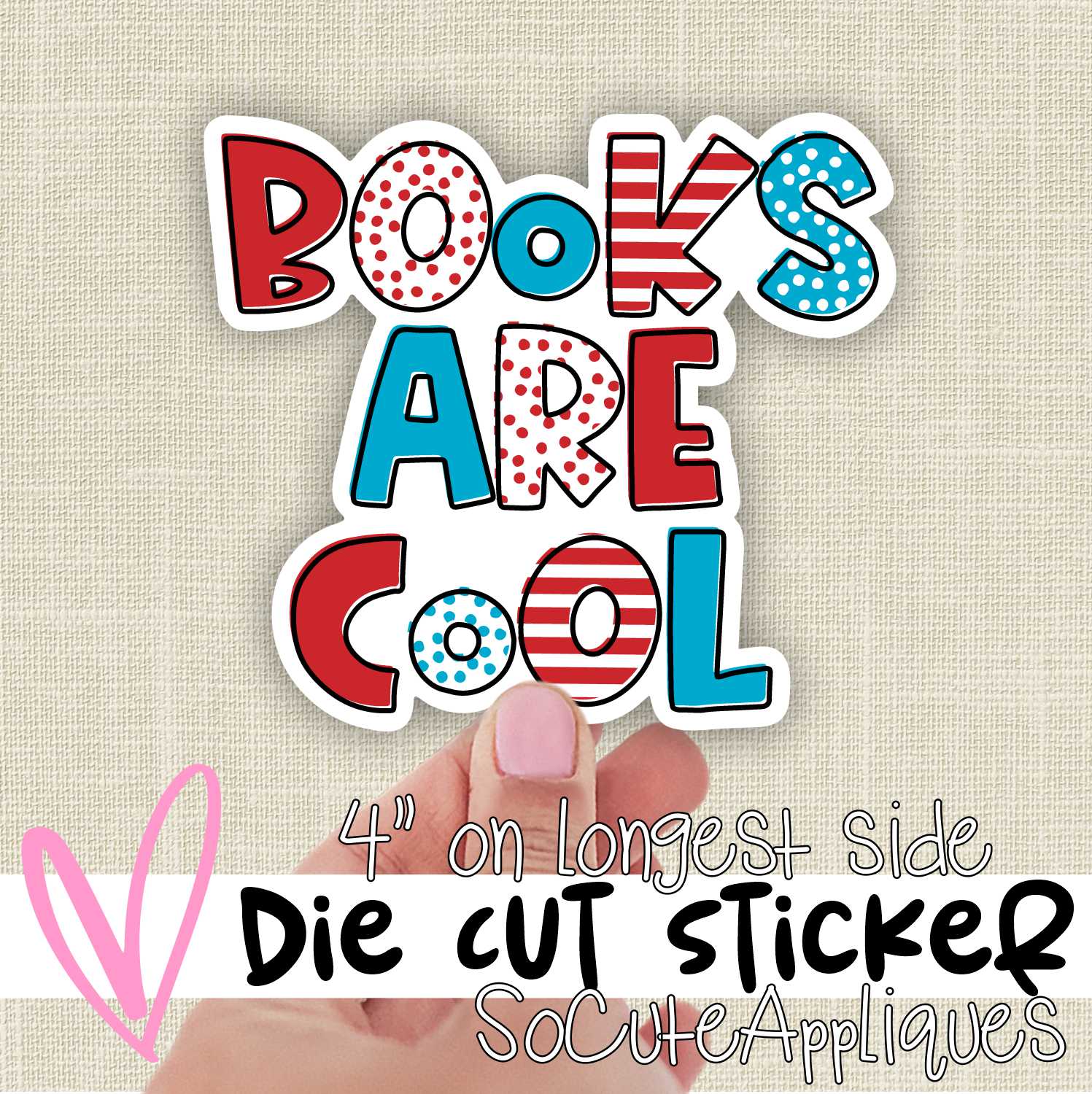 *DIE CUT STICKER* Books are cool neutral – socuteappliques.net