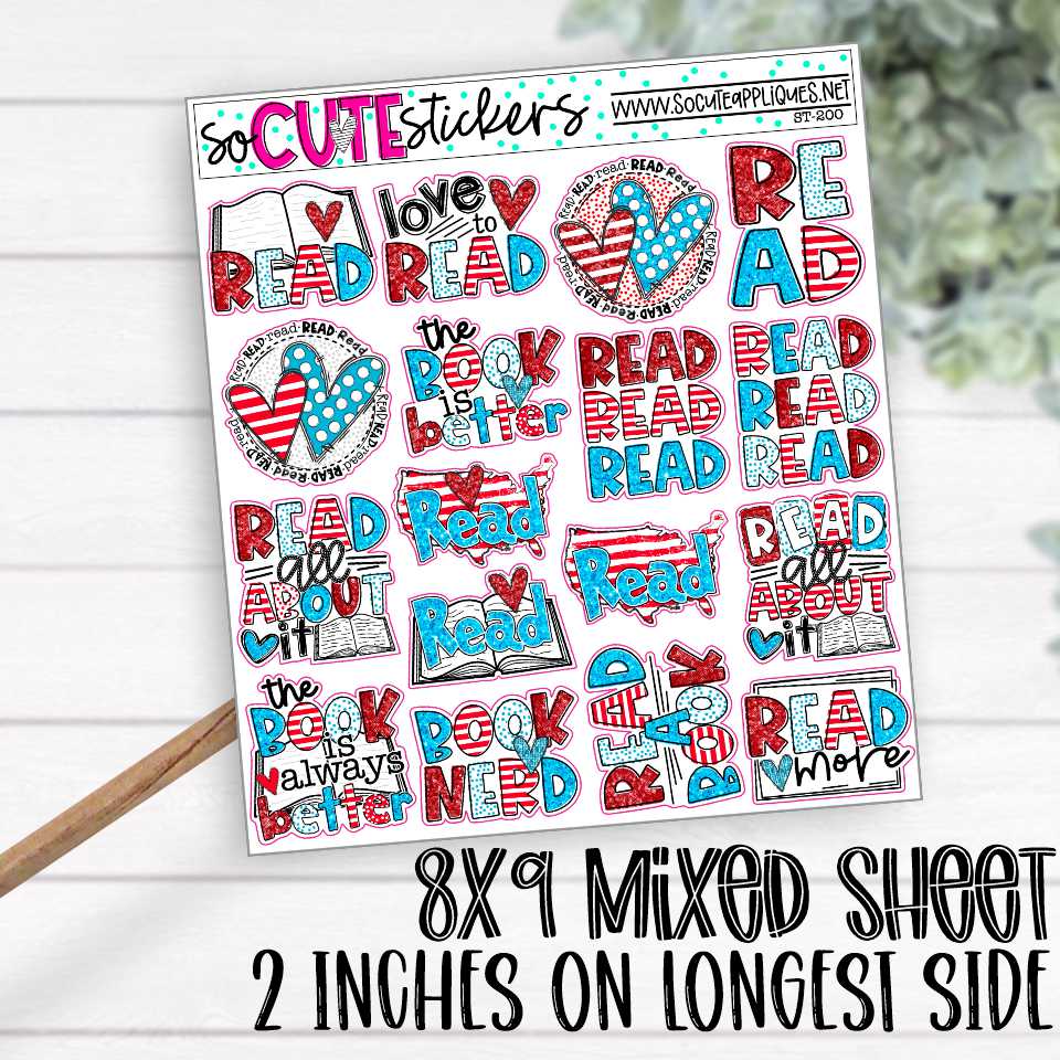 *STICKER SHEET* READ mixed sticker sheet 8x9 – socuteappliques.net