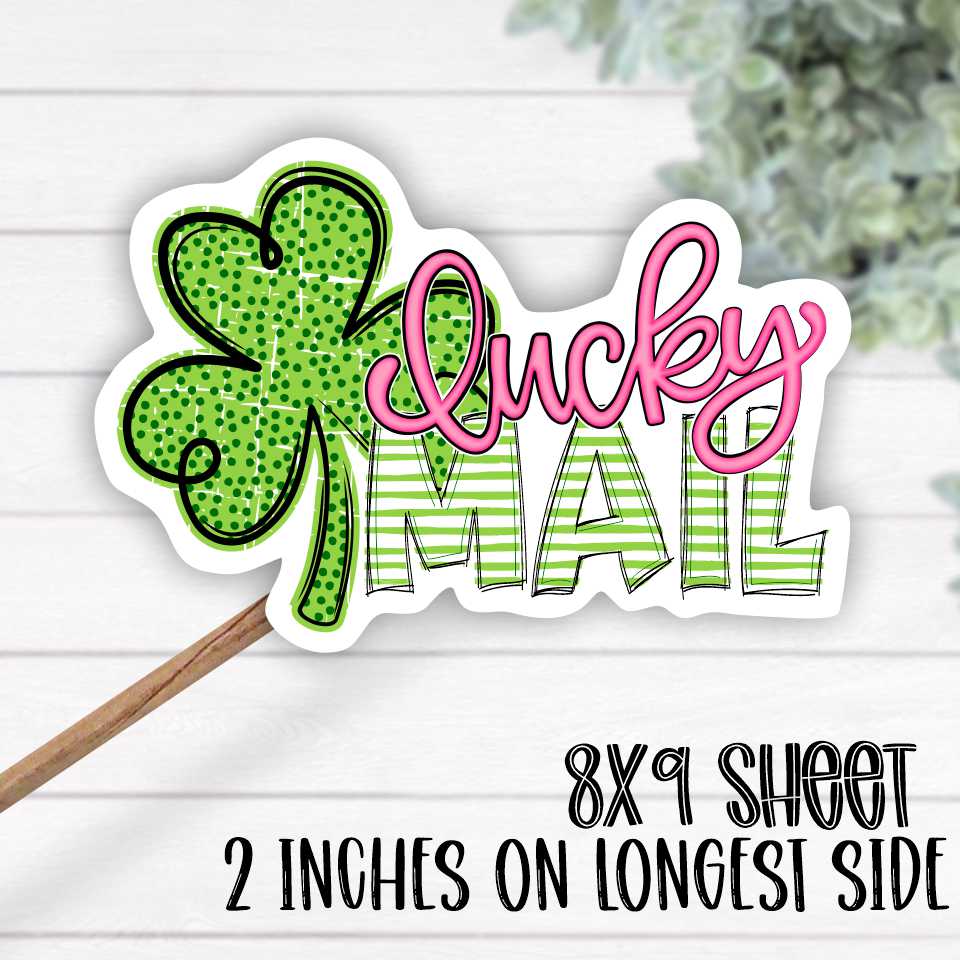 *STICKER SHEET* Lucky mail left clover 8x9 sticker sheet ...