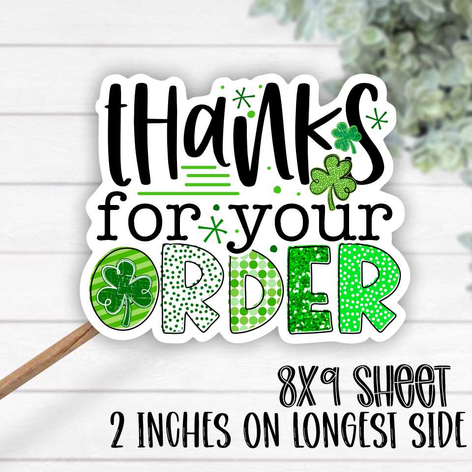 *STICKER SHEET* Thanks for your order clover sticker sheet 8x9 ...
