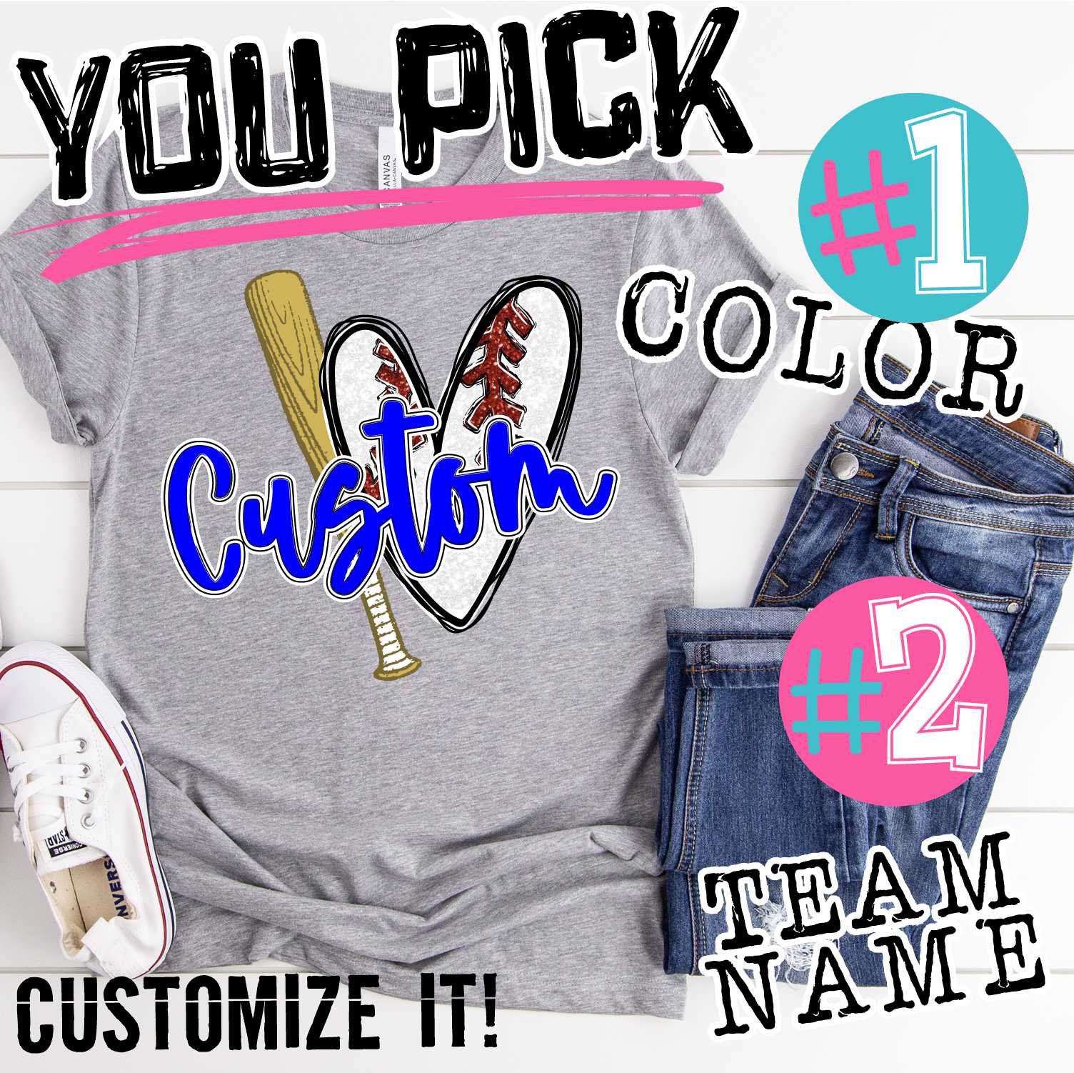 *CUSTOM NAME* BASEBALL heart and bat MASCOT *DTF* Transfer -SEEME ...