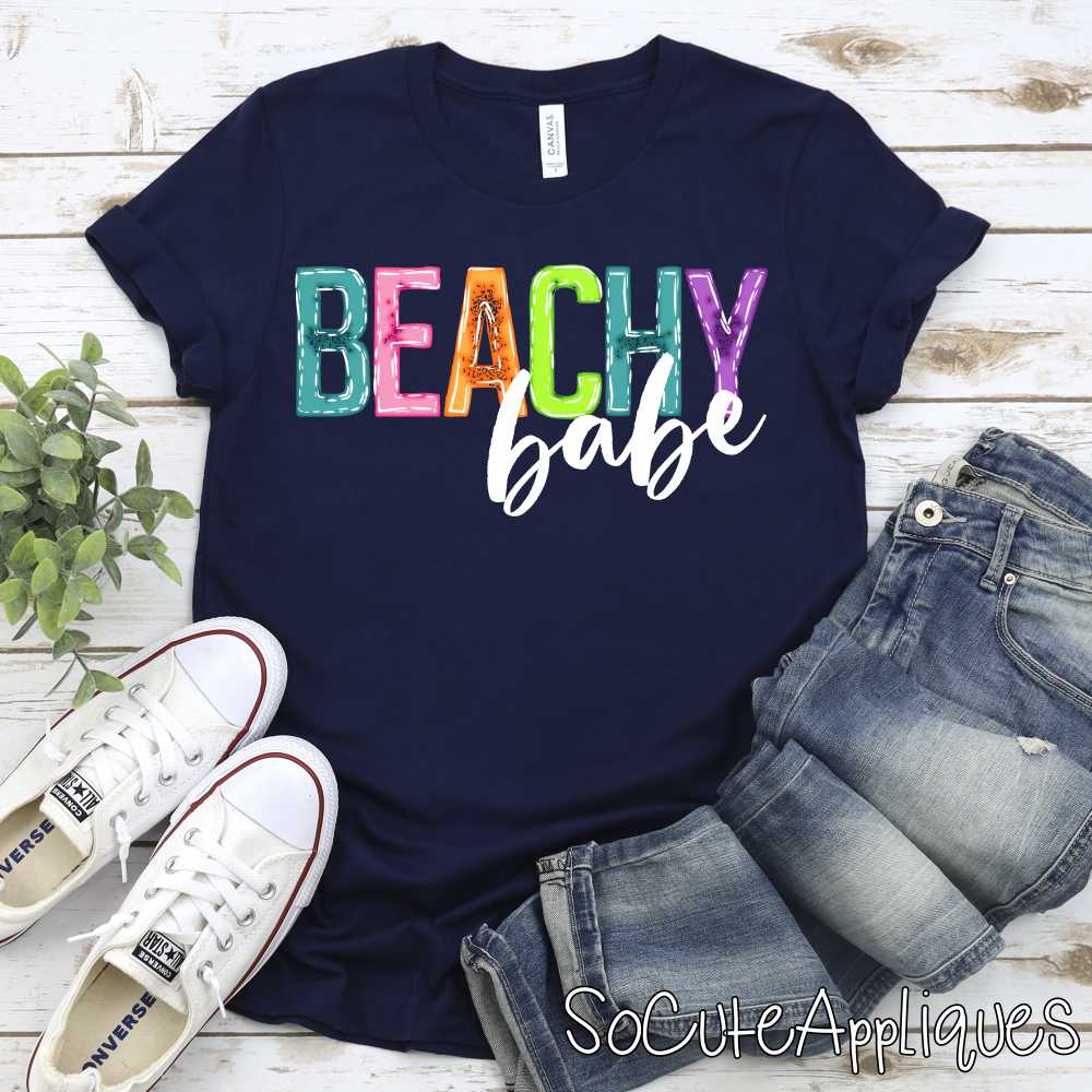 Beachy babe bright white *DTF* Transfer – socuteappliques.net