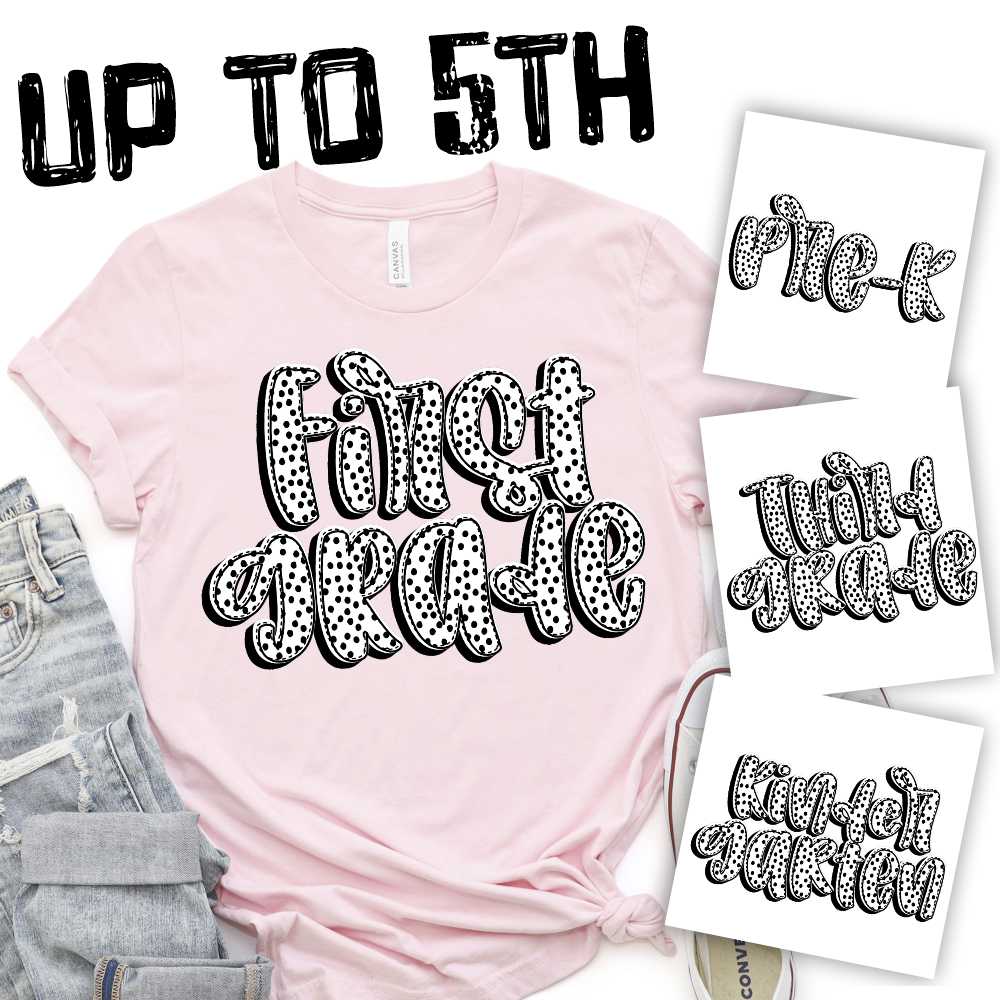 Polka dot script grades *DTF* Transfer – socuteappliques.net
