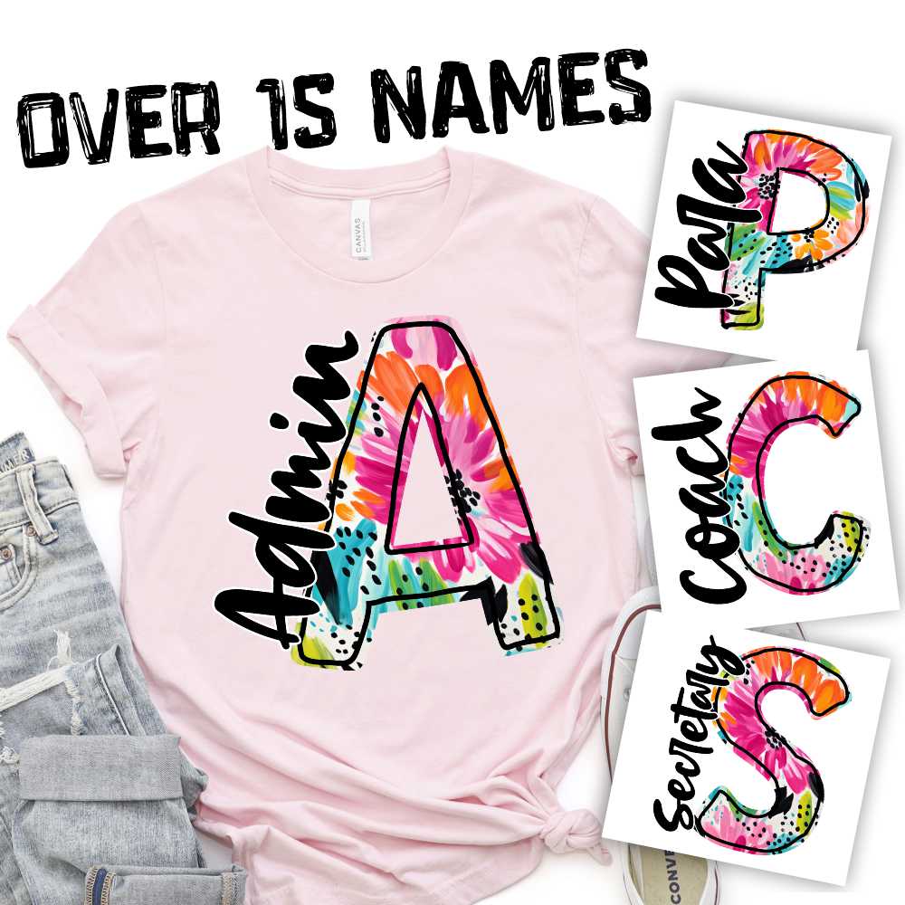 Flower initial Words *DTF* Transfer – socuteappliques.net