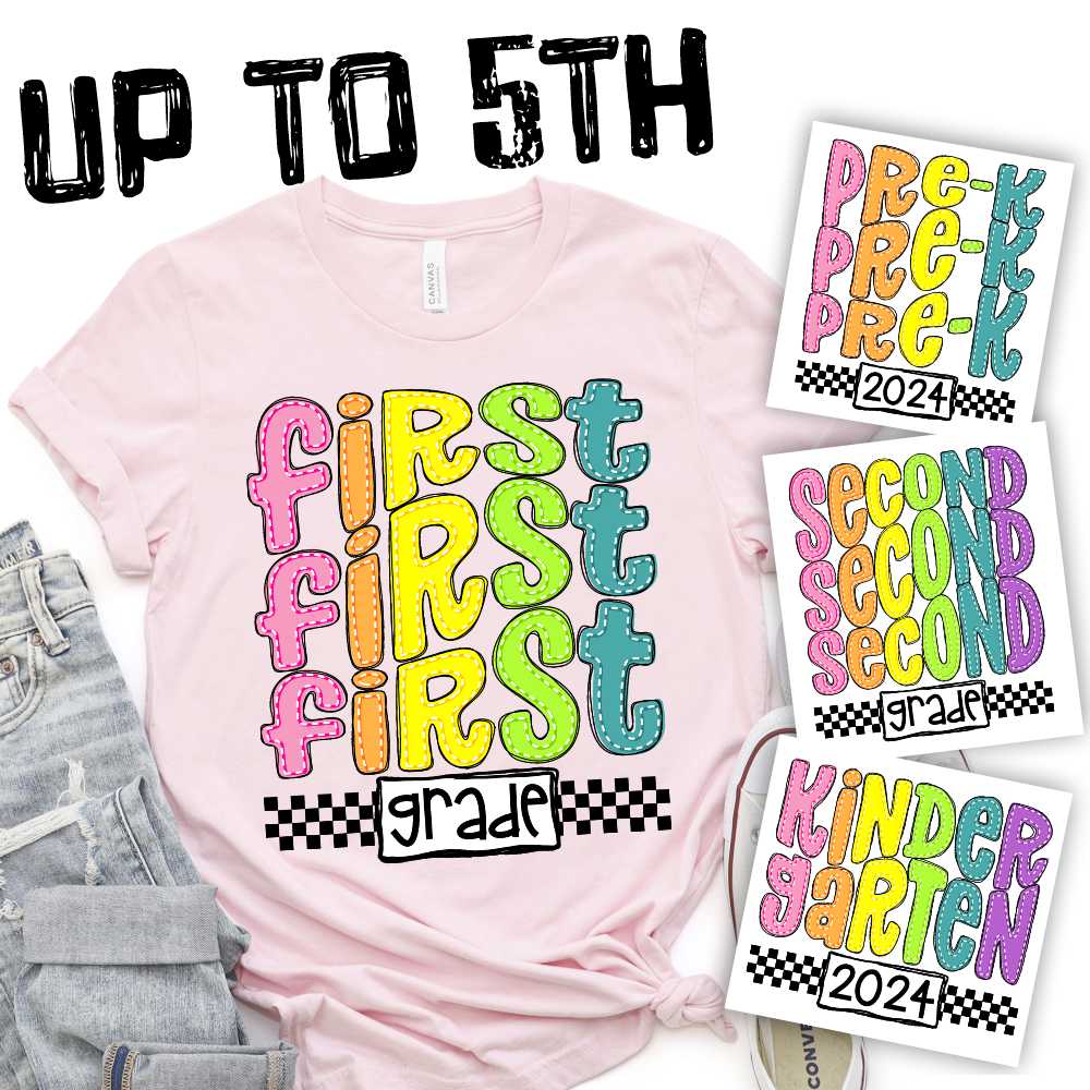 Grade waved triple word with checks 2024 *DTF* Transfer ...