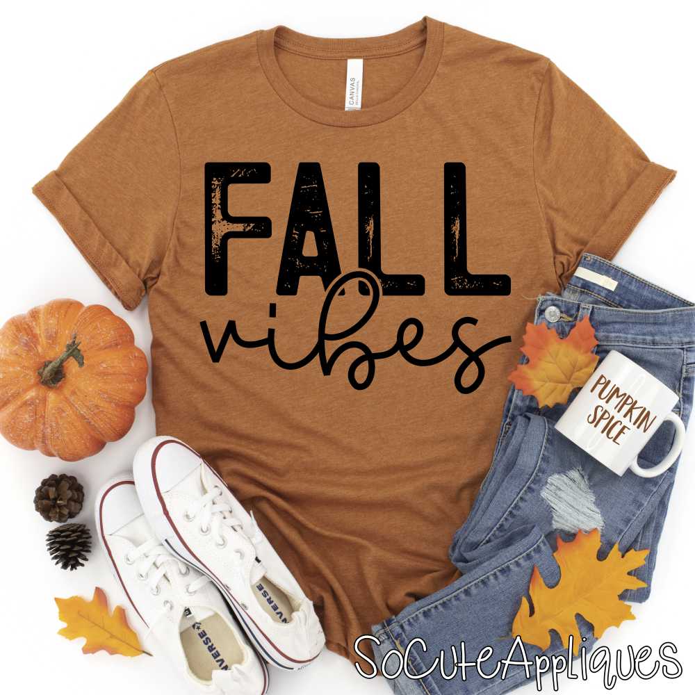 Fall vibes BLACK *DTF* Transfer – socuteappliques.net