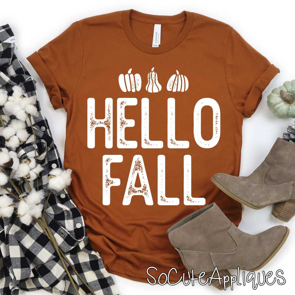 Hello fall WHITE *DTF* Transfer – socuteappliques.net