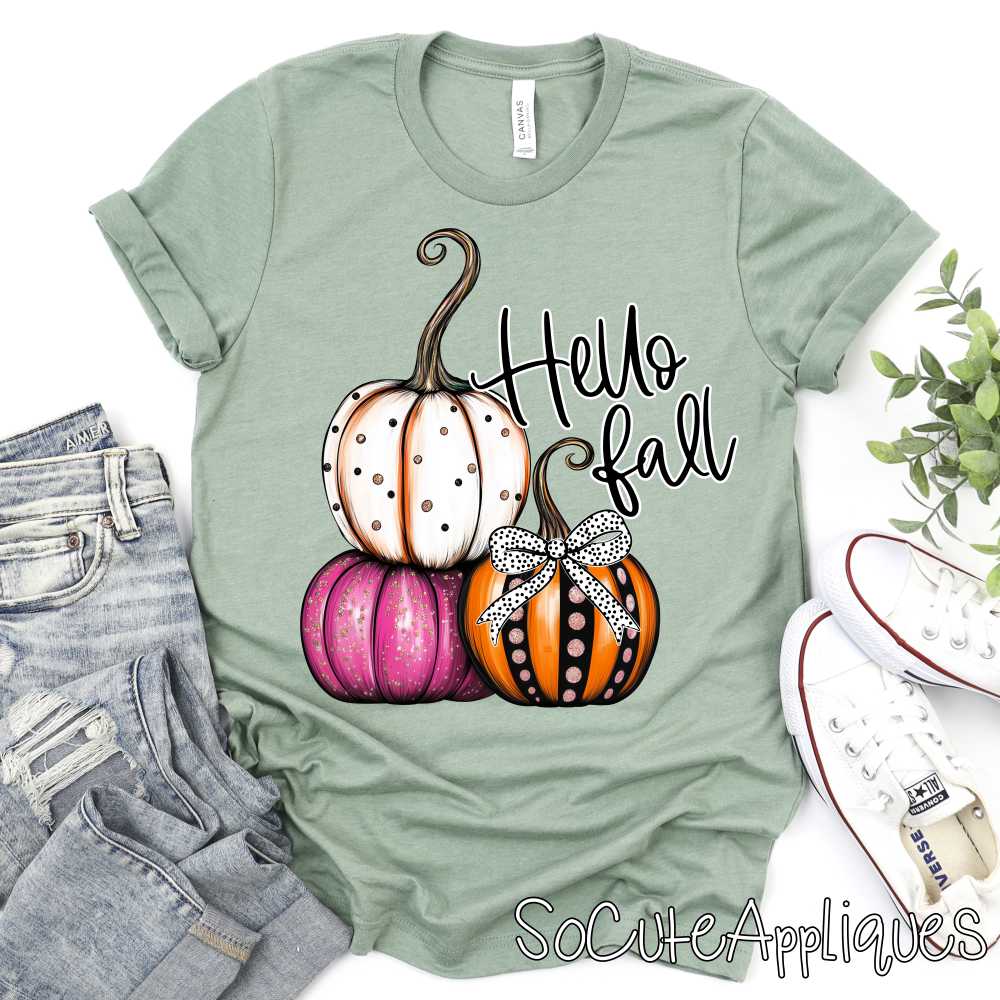 Hello fall pumpkins *DTF* Transfer – socuteappliques.net
