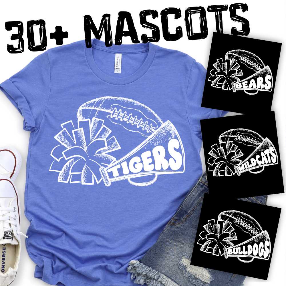 CUSTOM MASCOT Football megaphone pom pom mascot WHITE *DTF* Transfer ...