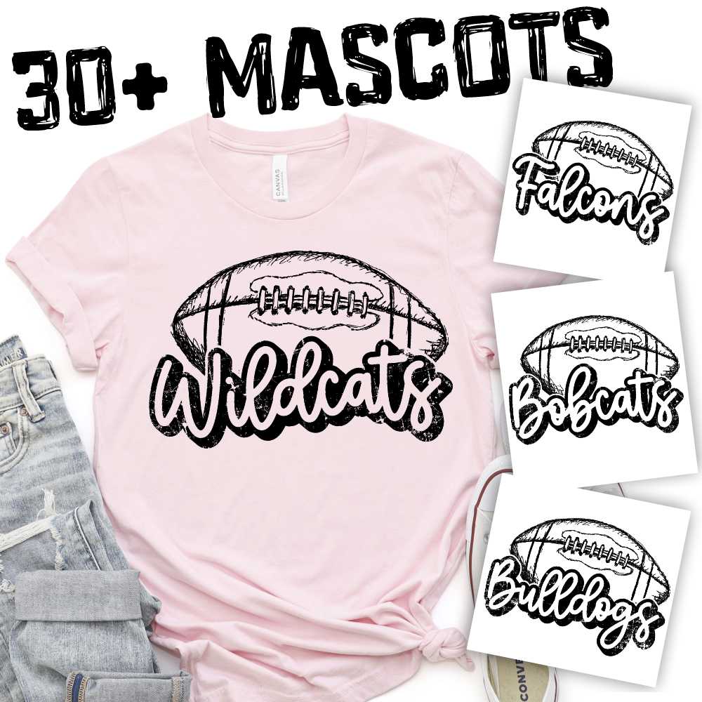 CUSTOM MASCOT Simple Football mascot script BLACK *DTF* Transfer ...