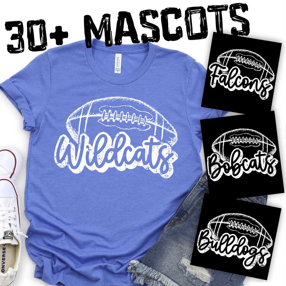 CUSTOM MASCOT Simple Football mascot script WHITE *DTF* Transfer ...